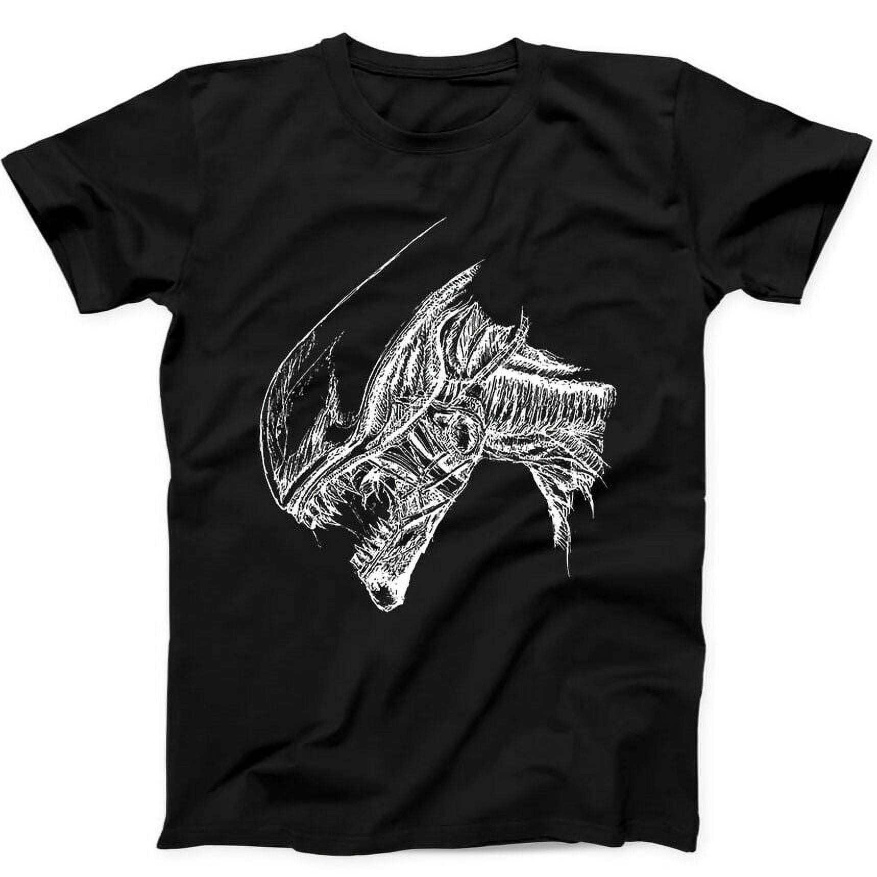 Aliens Xenomorphs Head Wariior 80s Cult Movie Sci Fi Gift Tee Black T ...