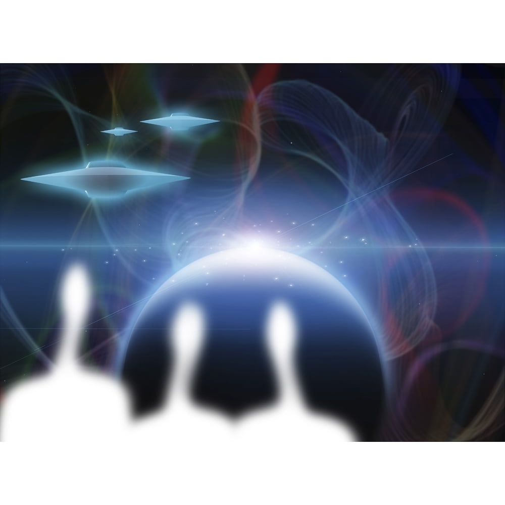 Aliens and alien planet with ships Poster Print by Bruce Rolff ...