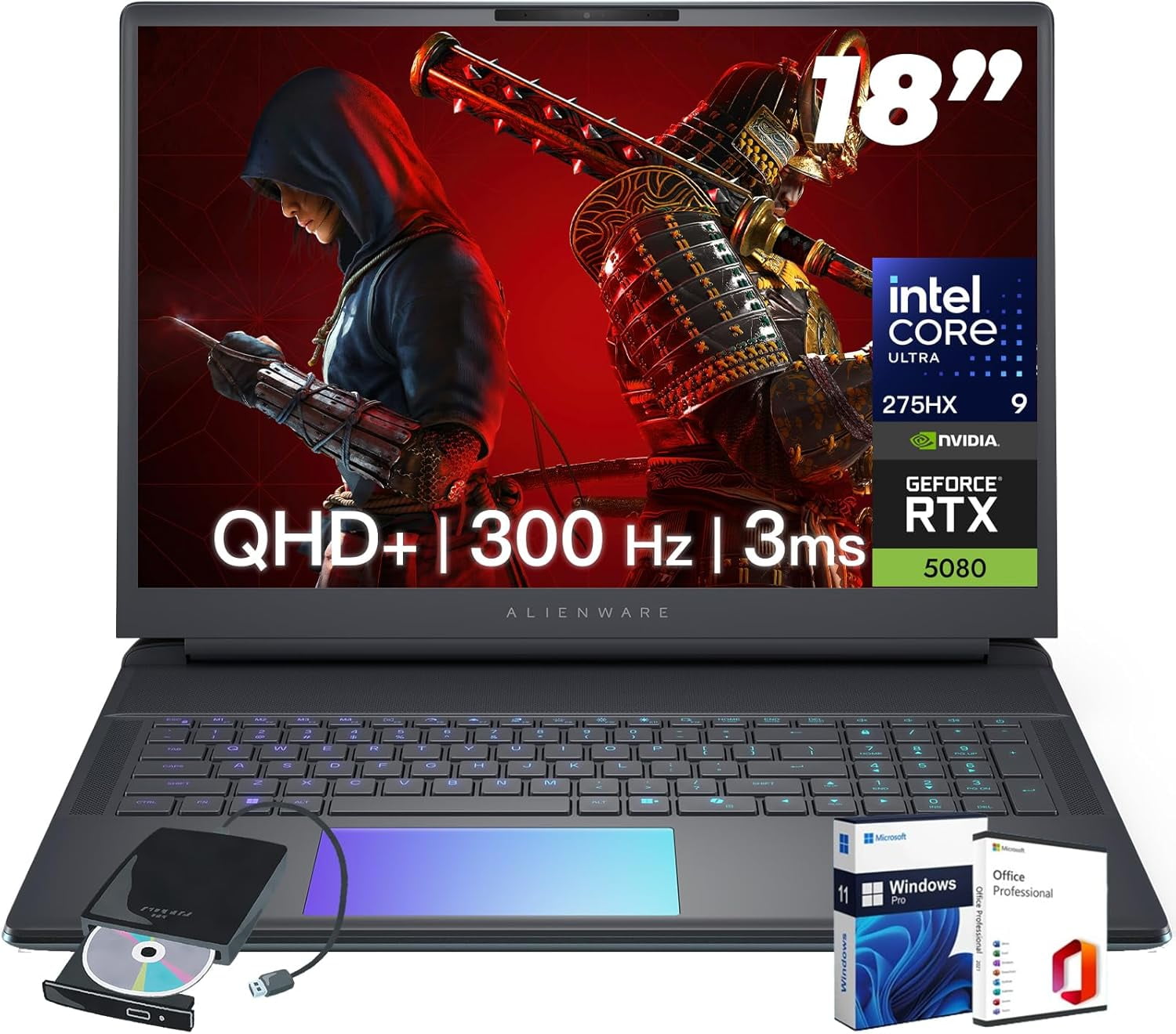 Alienware 18-inch Area-51 Gaming Laptop - GeForce RTX 5080 -18" QHD+ 300Hz - Intel Ultra 9 275HX ...
