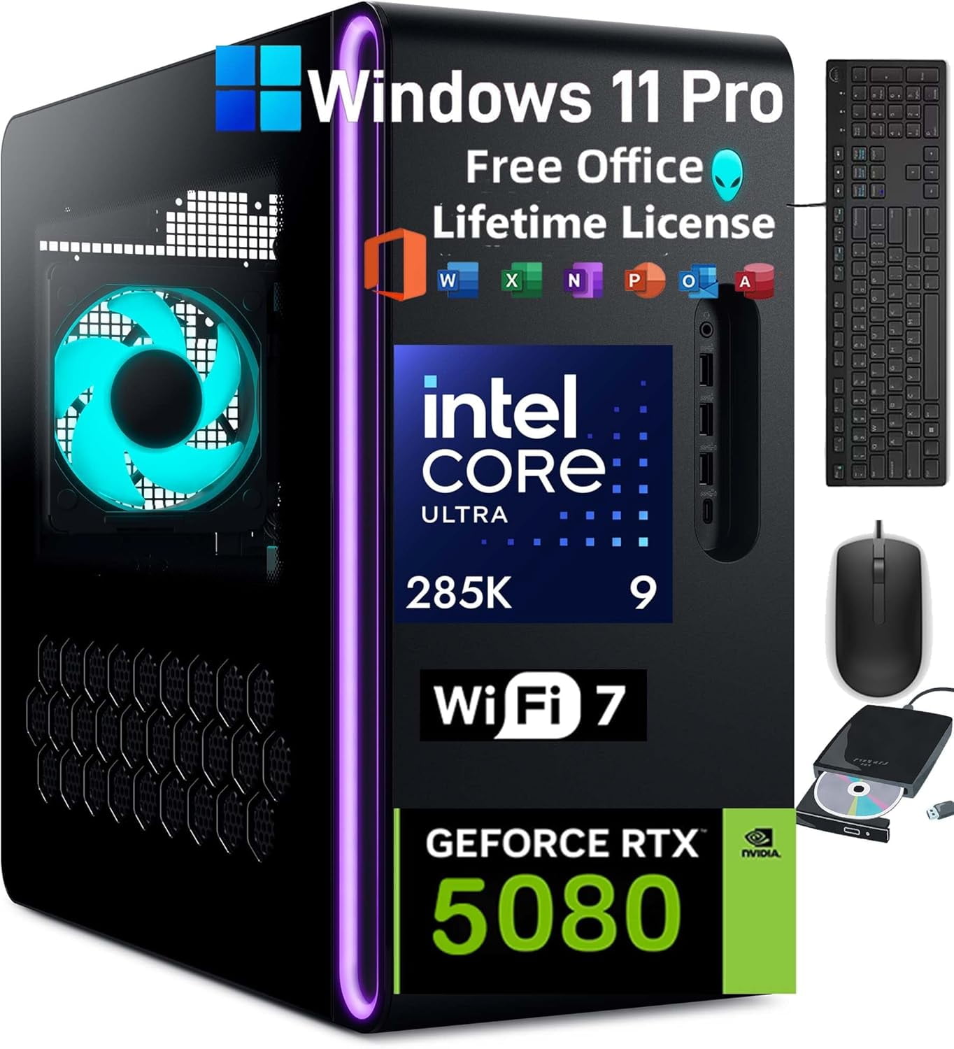 Alienware Aurora Gaming Desktop, Intel 24 Core Ultra 9 285K(AI NPU ...