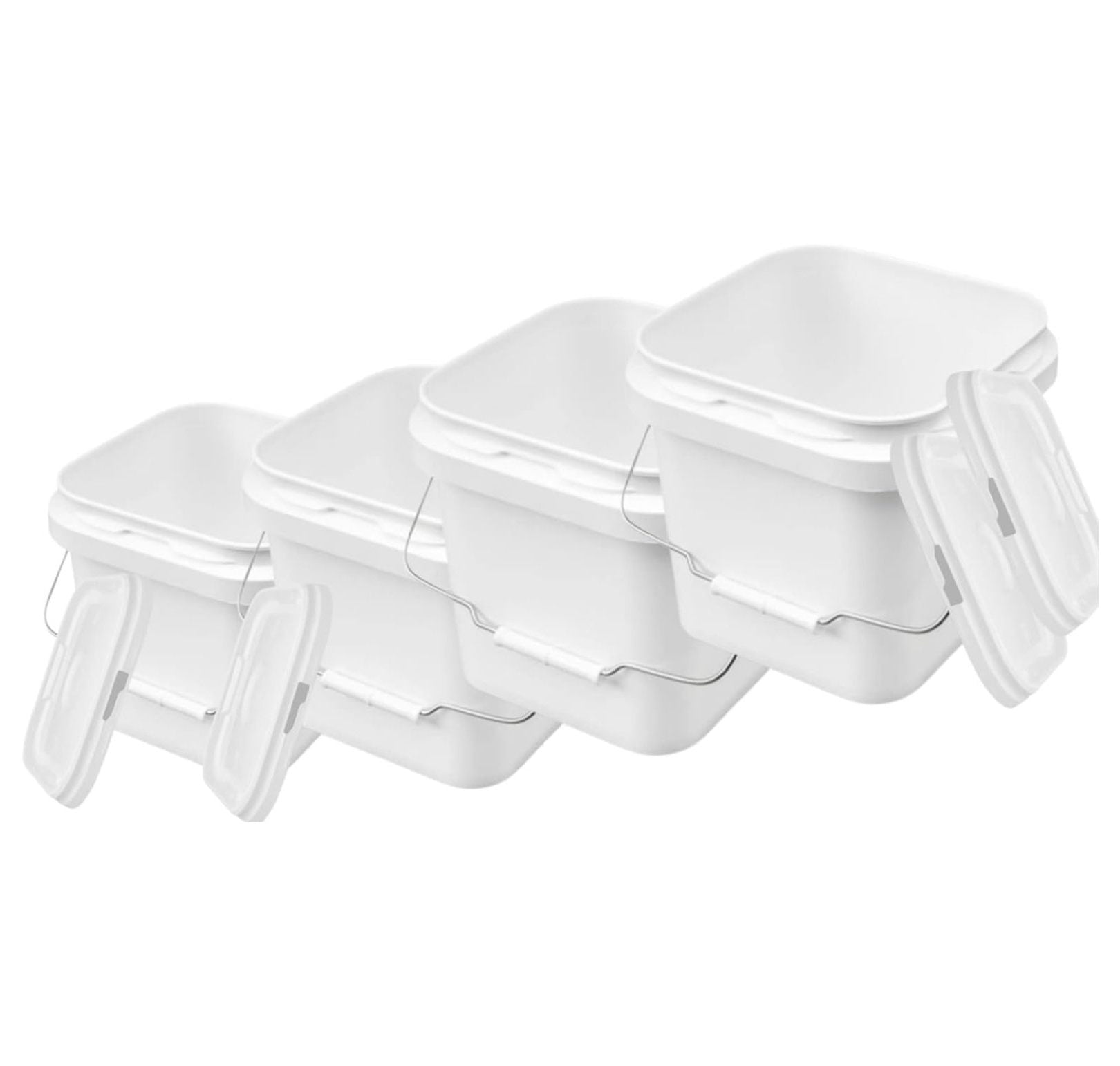 Alieon 2 Gallon Square Food Grade Bucket Pail with Lid (Pack of 4) Made ...