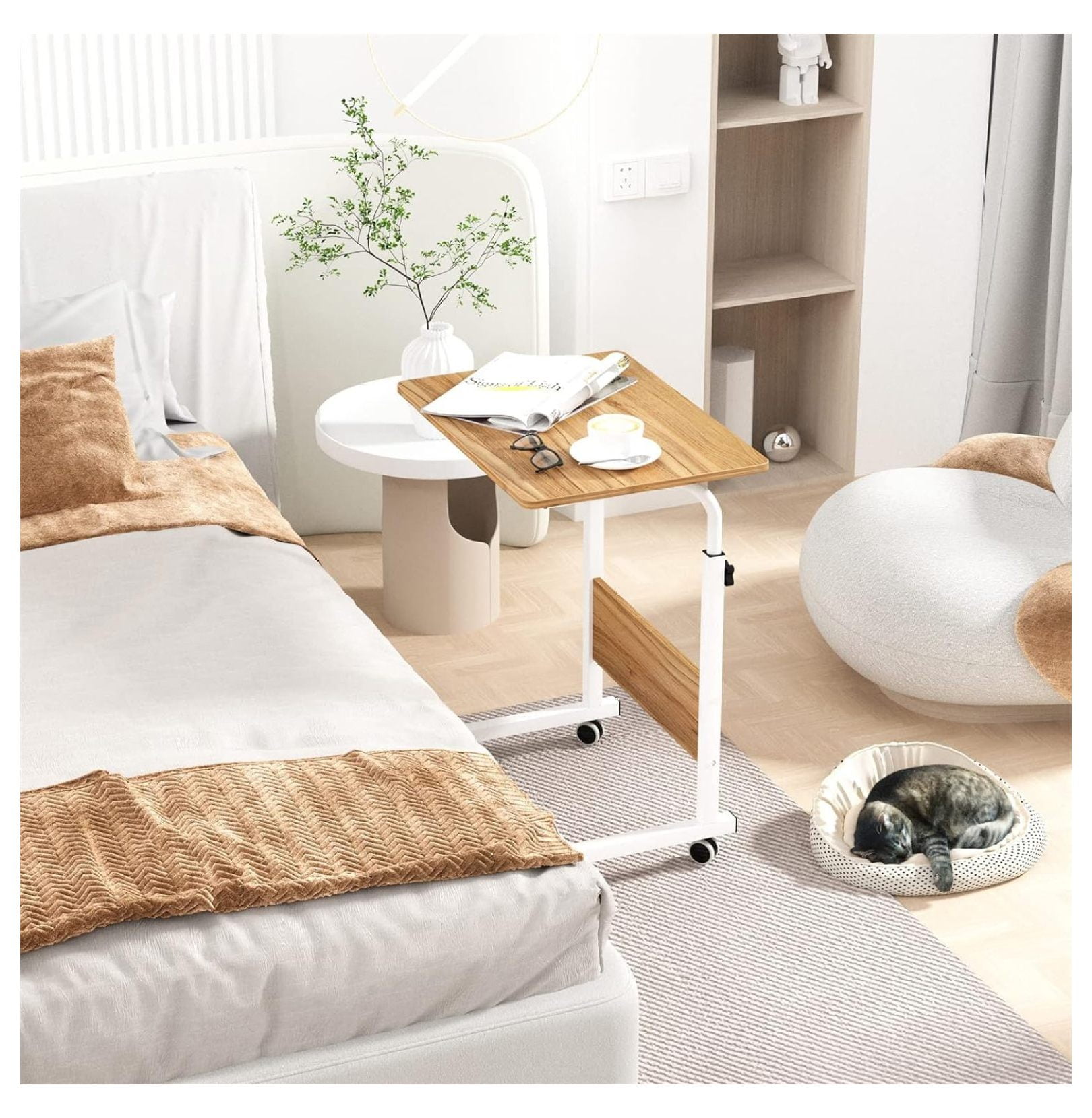 Alieon 23.6 inches Mobile Laptop Desk,Adjustable Height Stand Side ...