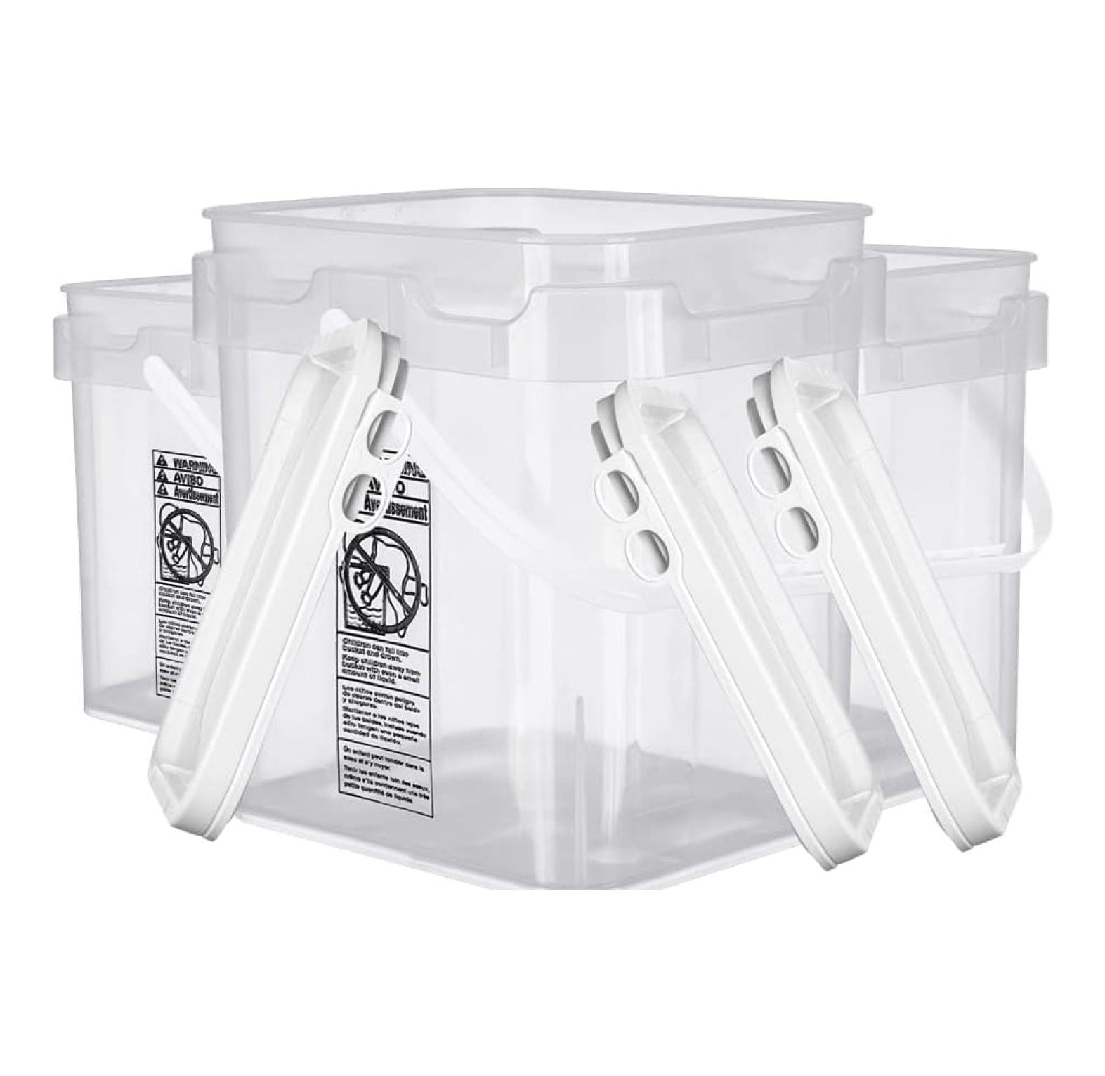 Alieon 4 Gallon Food Grade Plastic Square Clear Bucket Pail with lid ...