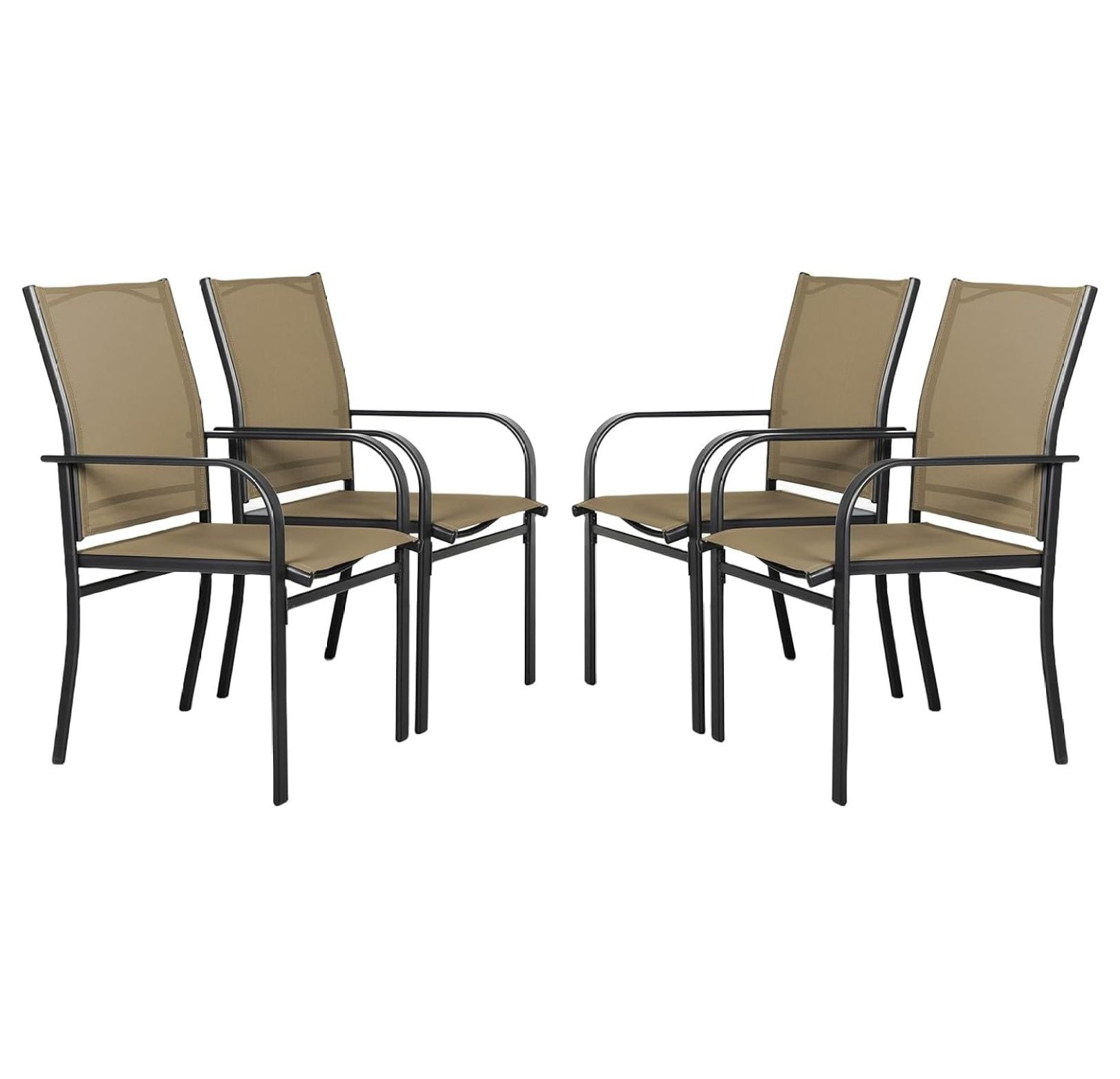 Alieon 4 Piece Patio Textilene Dining Chairs, Outdoor Metal Dining ...