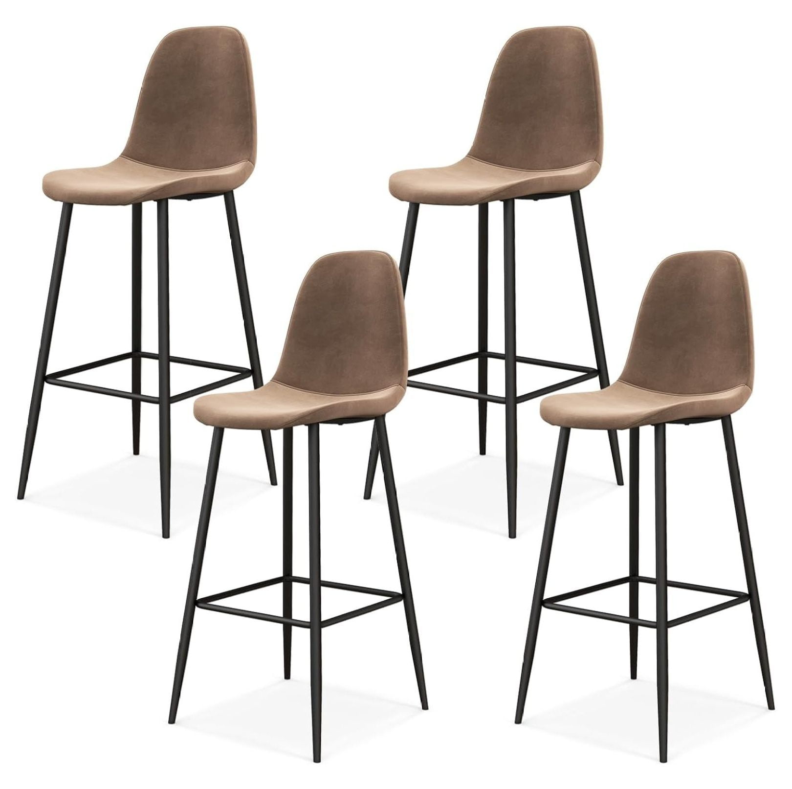 Alieon Bar Stools Set of 4, 29.5 Inch Soft Velvet Upholstered Bar ...