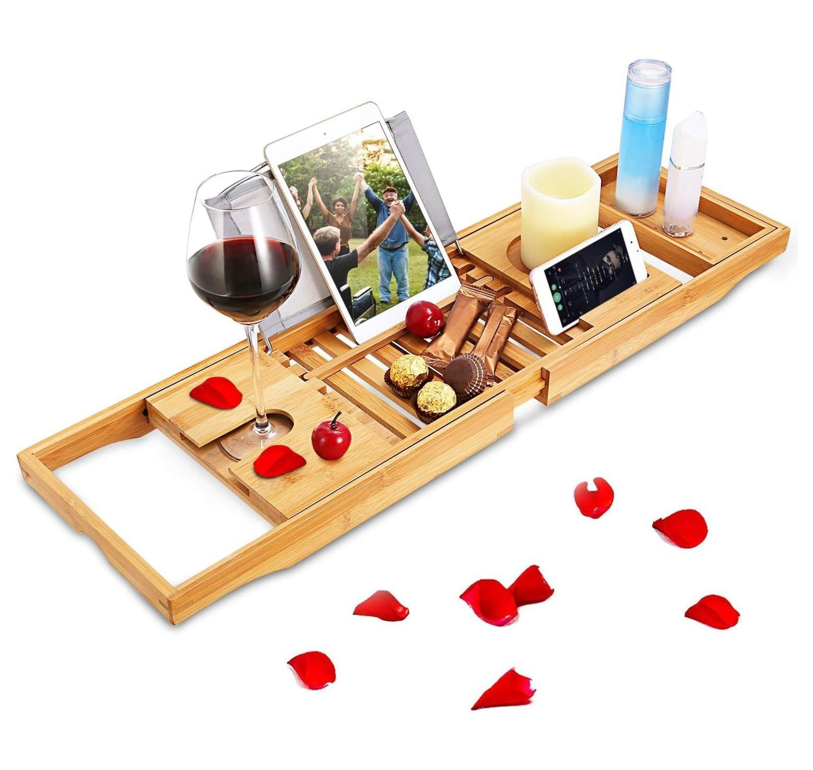 Alieon Bathtub Caddy Trays - Premium Bamboo Bath Trays with Extending ...