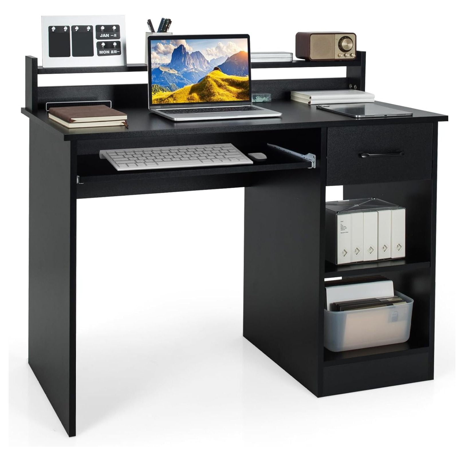 Alieon Computer Desk, Home Office Desk with Large Drawers, Hutch ...