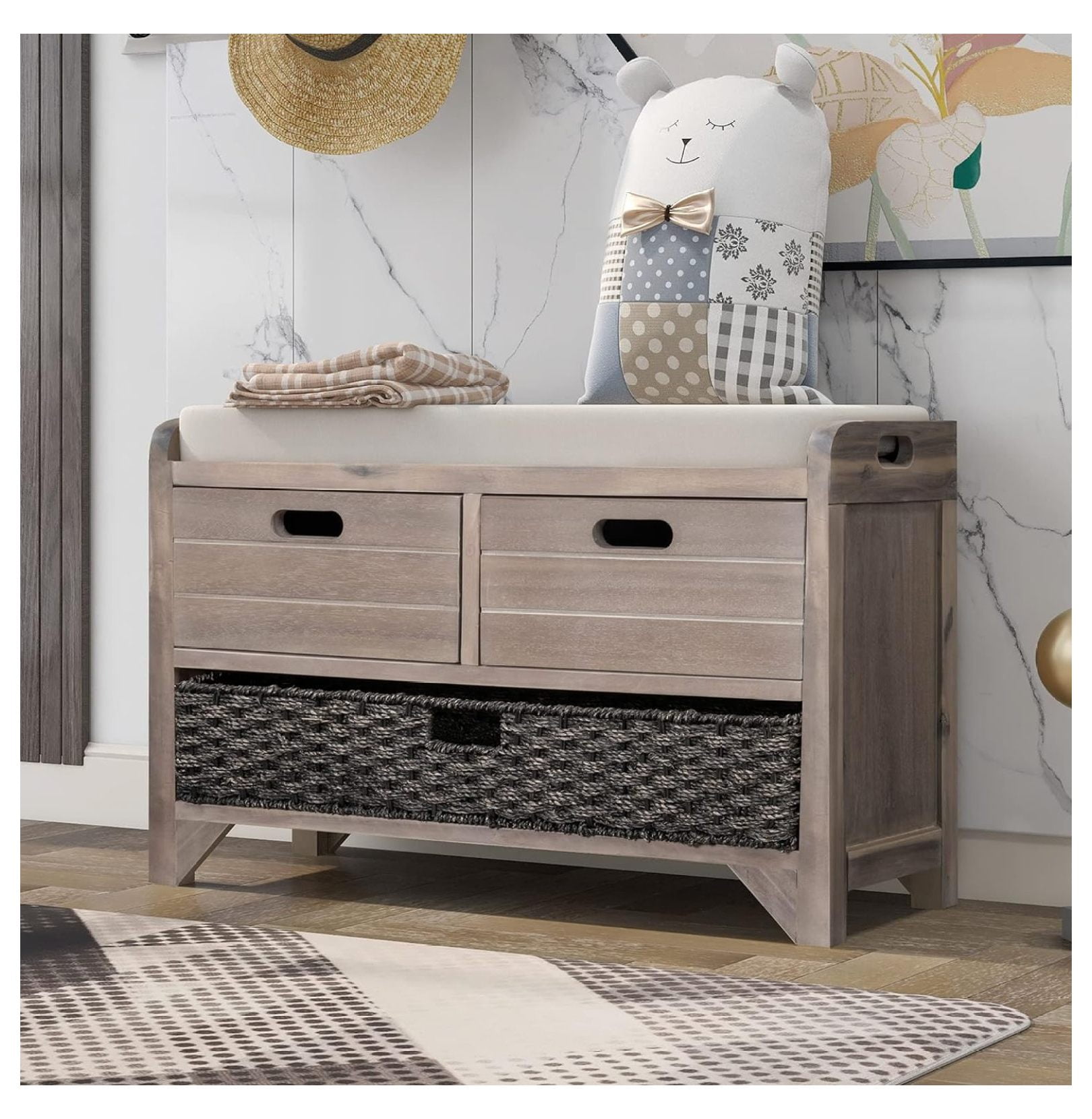 Alieon Entryway Bench with 2 Drawers Storage Bench with Removable ...