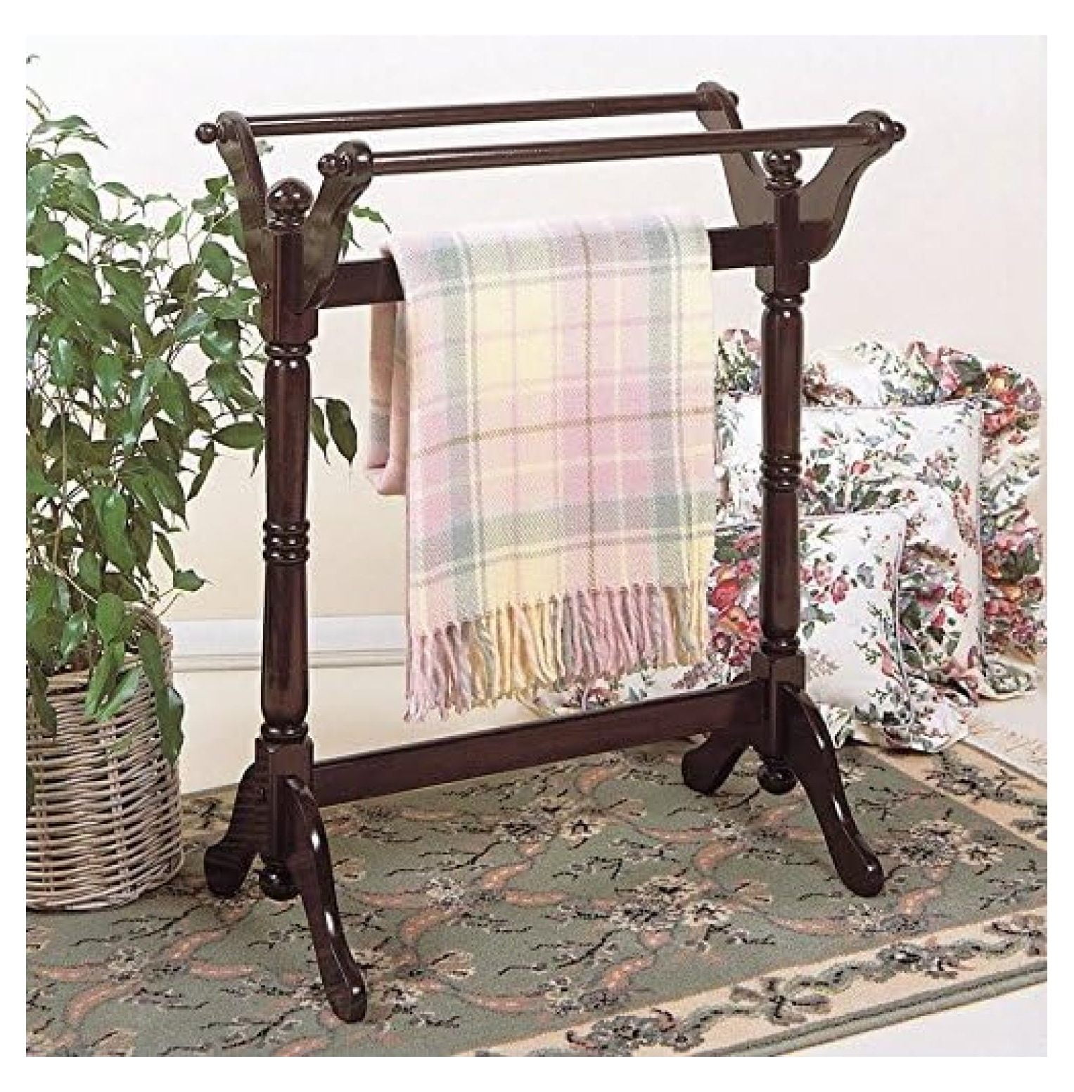 Alieon Freestanding Wood Blanket Rack for Living Room, 3 Tier Towel ...
