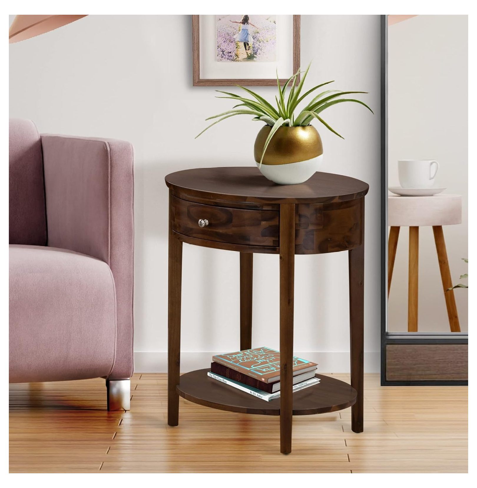 Alieon Hillsboro Nightstand with 1 Wooden Drawer, Stable and Sturdy ...