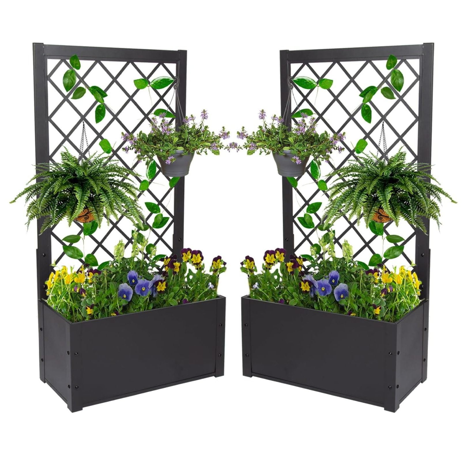 Alieon Planter with Trellis - Set of 2 Planter Boxes Outdoor, Metal ...