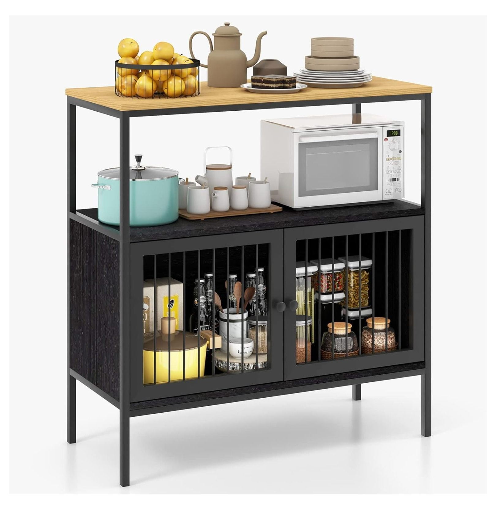 Alieon Sideboard Buffet with Storage Cabinet & Shelves, Wooden ...