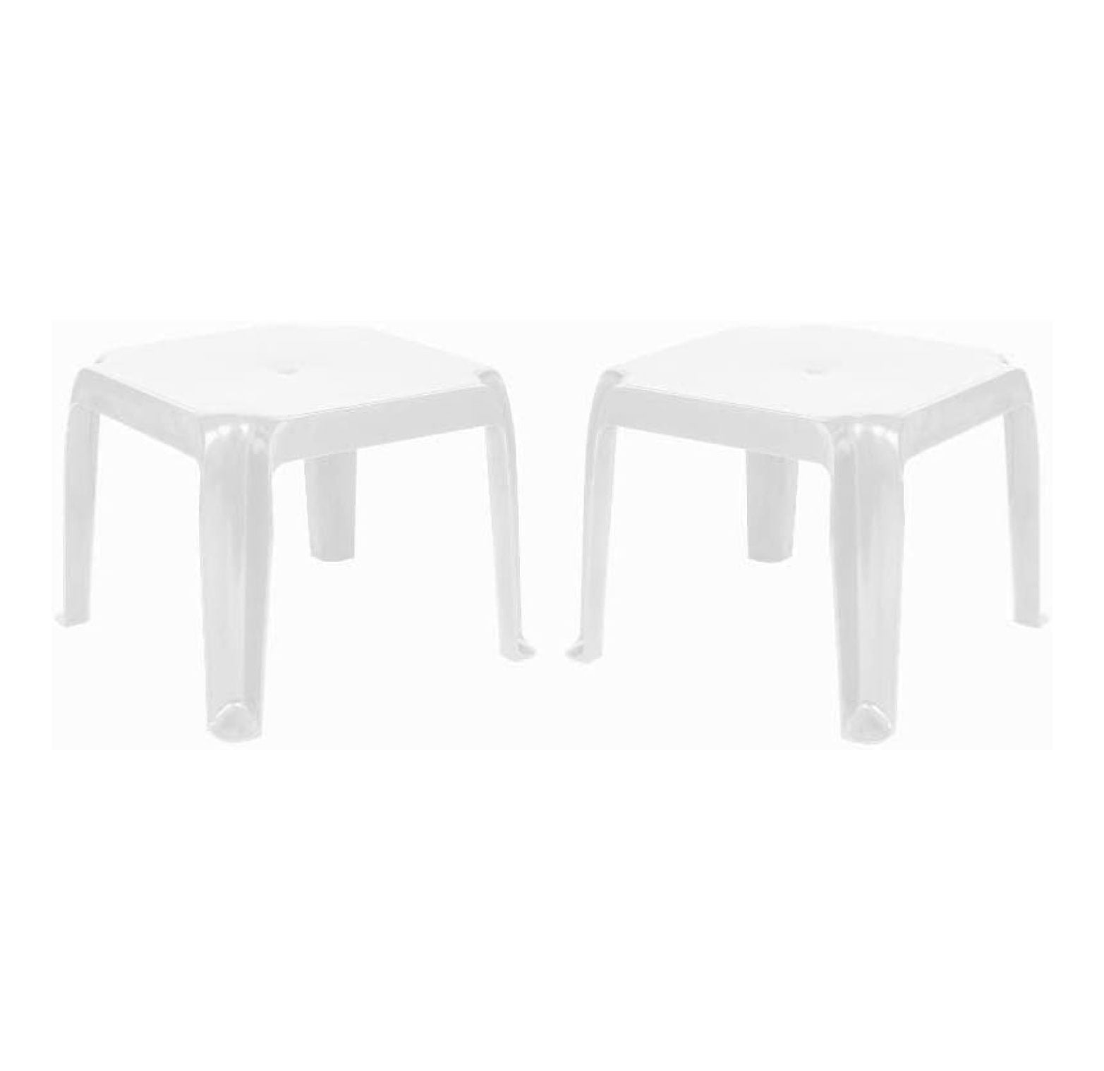 Alieon Square Resin Patio Side Table in White - Set of 2 - Walmart.com
