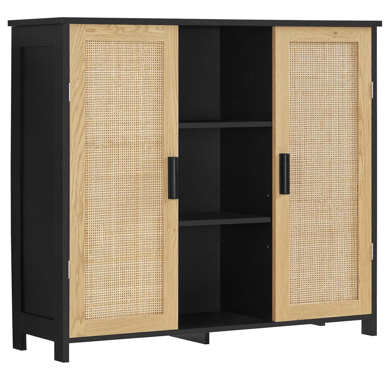 Alieon Storage Cabinet, Rattan Cabinet with 3 Adjustable Shelves ...