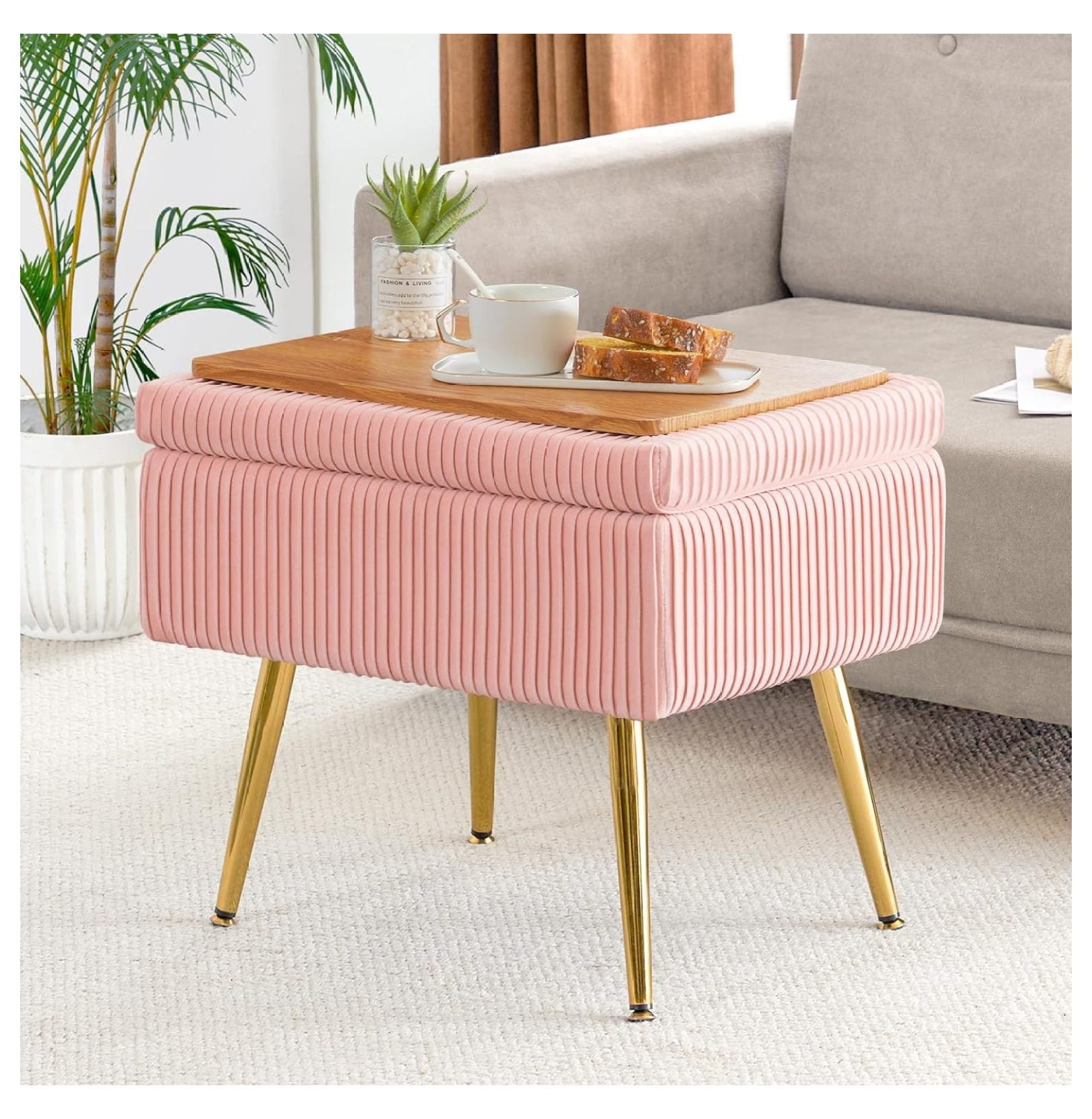 Alieon Vanity Stool with Storage, 19.75" W x 14.75" D x 18.5" H Vanity ...