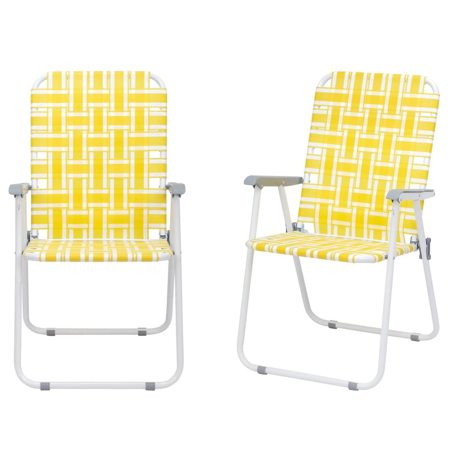 Alieon Webbed Lawn Chairs Set of 2, Foldable Metal Patio Chairs Stable ...