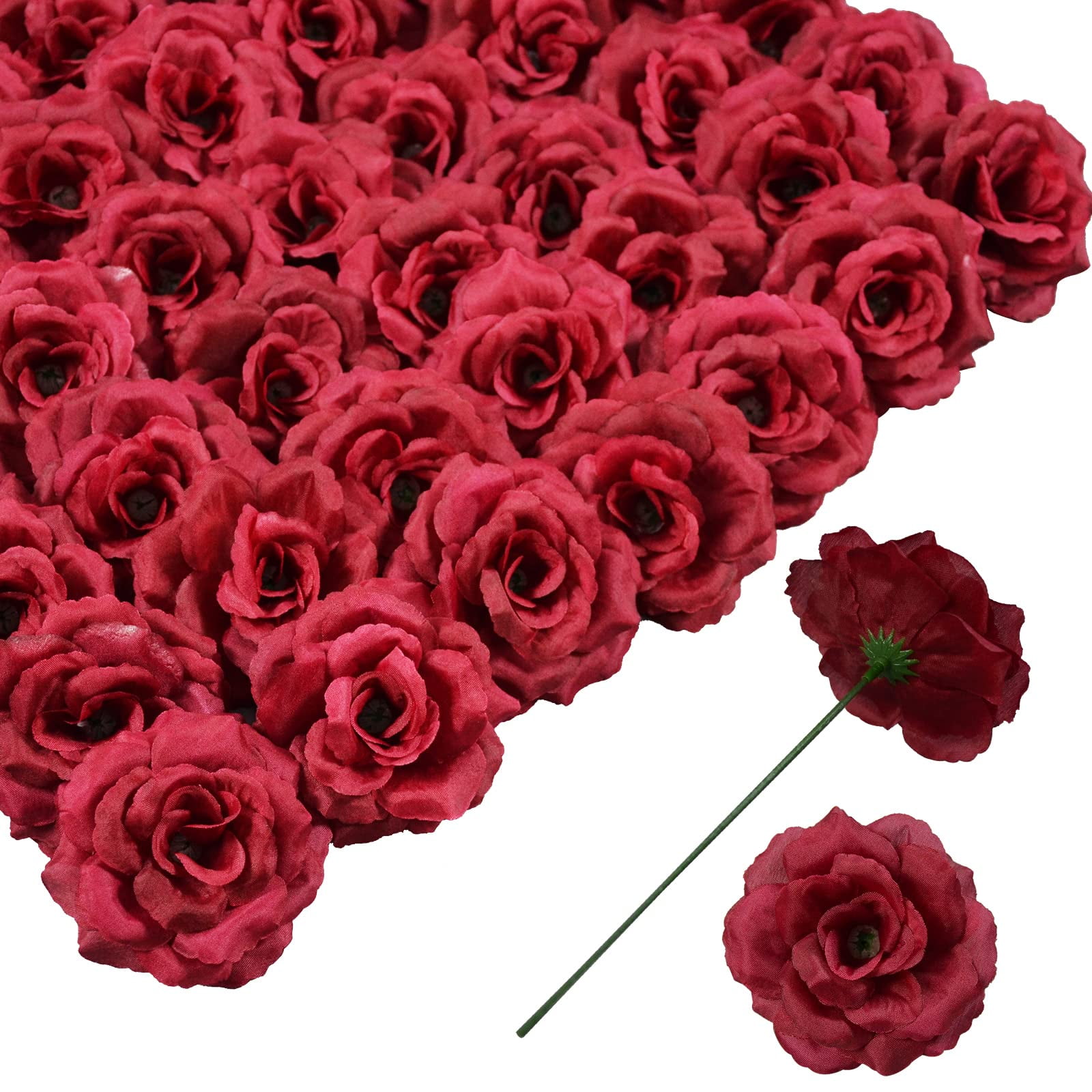 Alifemap 50Pcs Red Artificial Roses Bouquet - Walmart.com