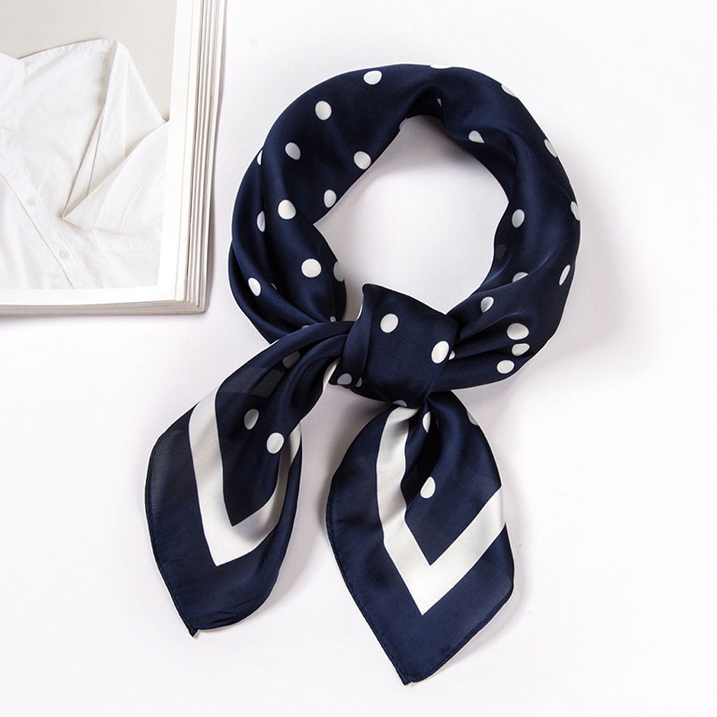 Aligament Blue heated scarf, Women Polka Dot Square Scarf Ribbon ...