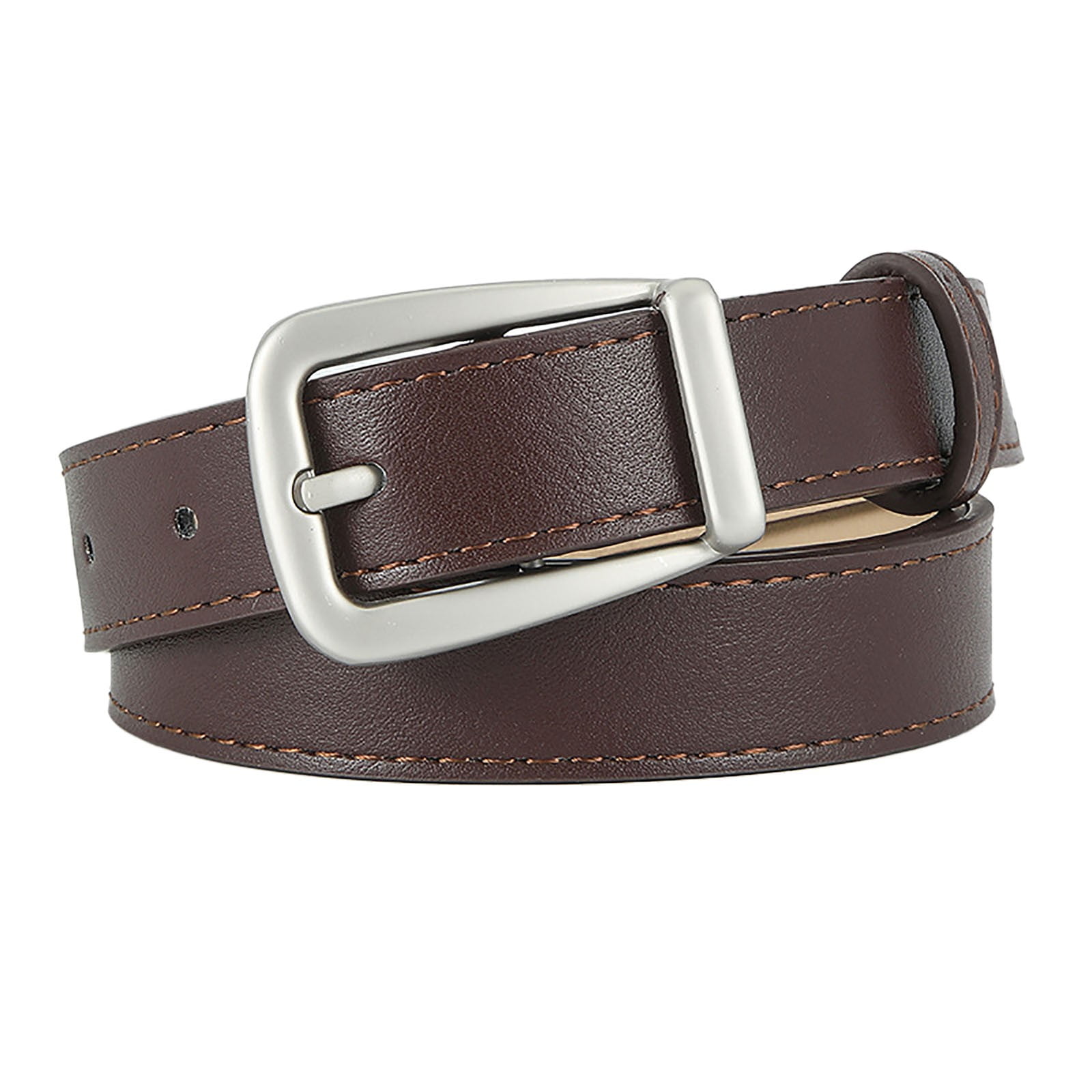 Aligament Brown leather belt for men, Plain Buckle Belt Solid Color ...