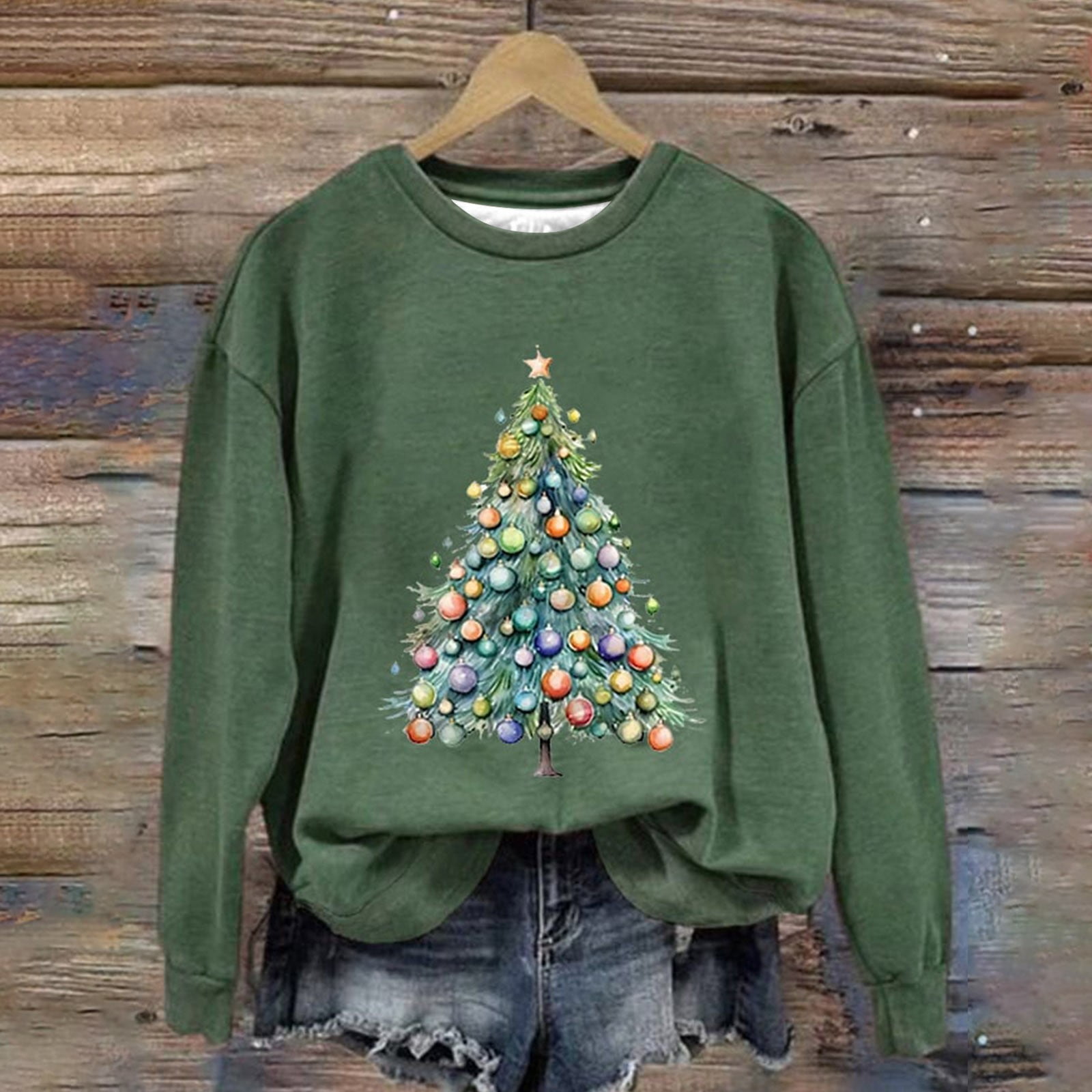 Aligament Christmas Shirts for Women, Green Long Sleeve Shirts for ...