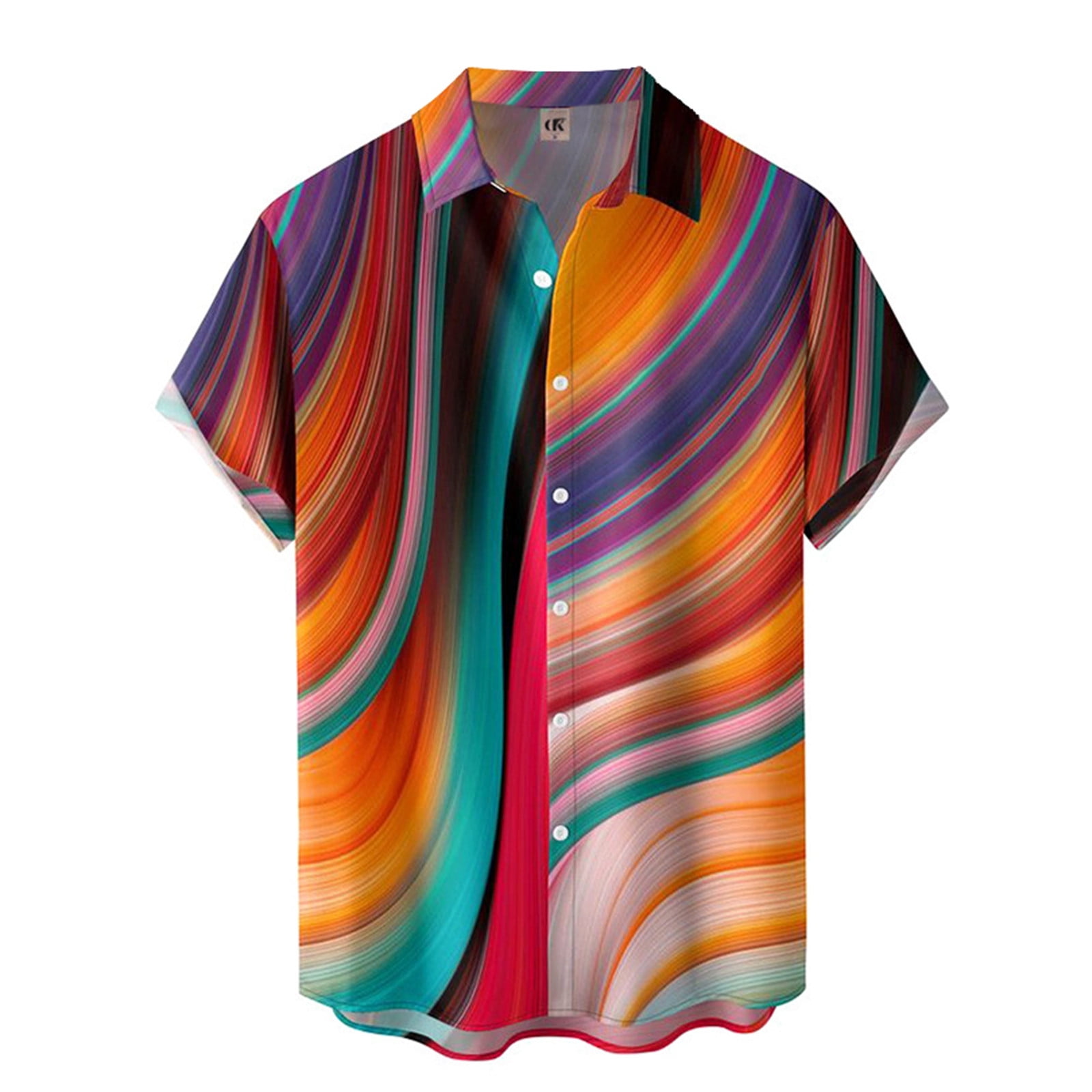 Aligament Mens Short Sleeve Lapel Plus Size Hawaiian Casual Graphic ...