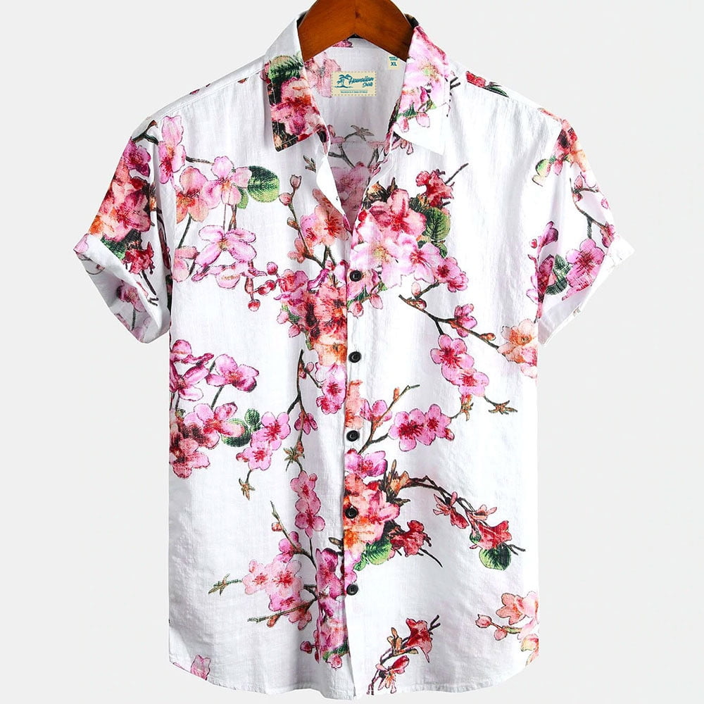 Aligament Mens Short Sleeve Lapel Plus Size Hawaiian Casual Graphic ...
