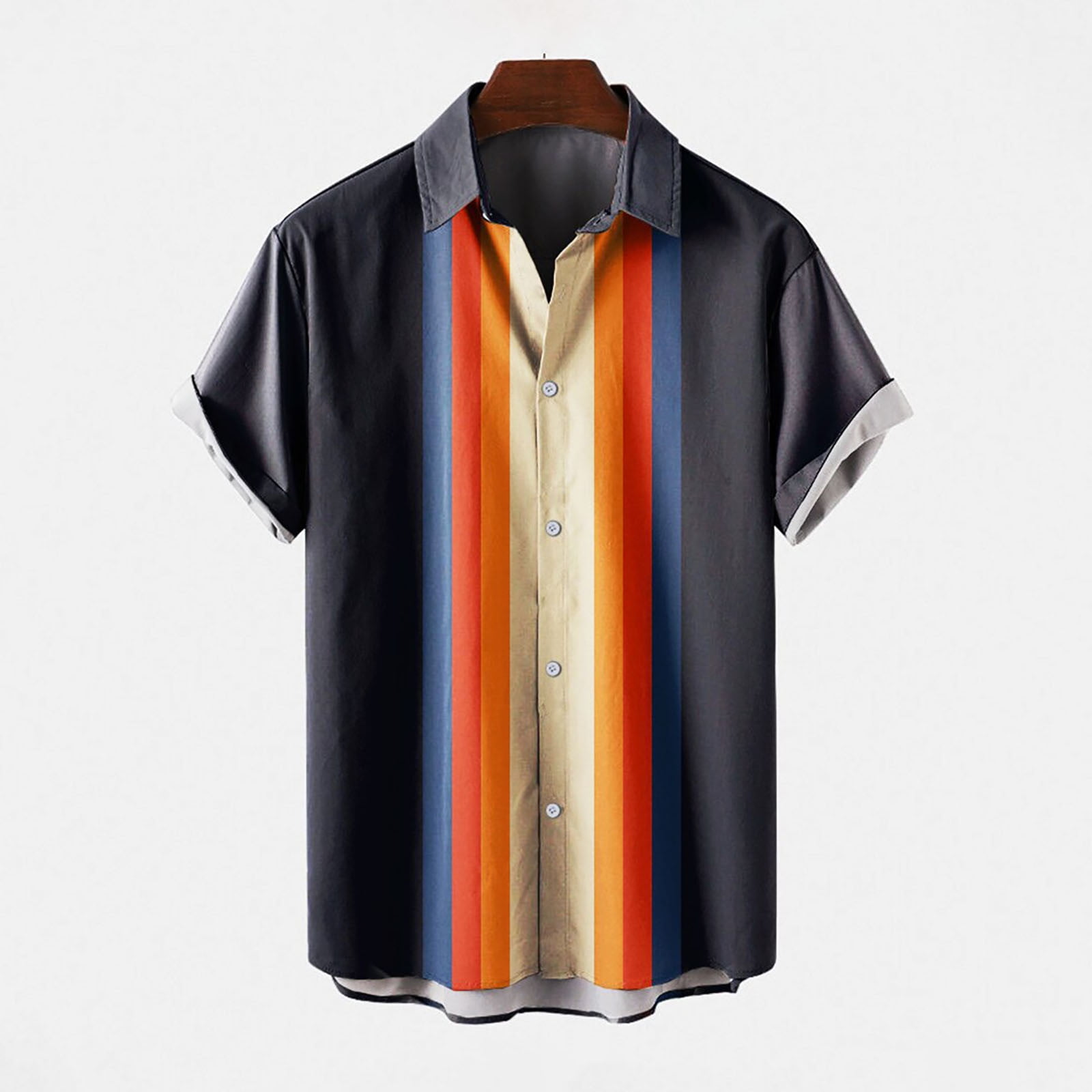 Aligament Mens Short Sleeve Lapel Plus Size Hawaiian Casual Graphic ...