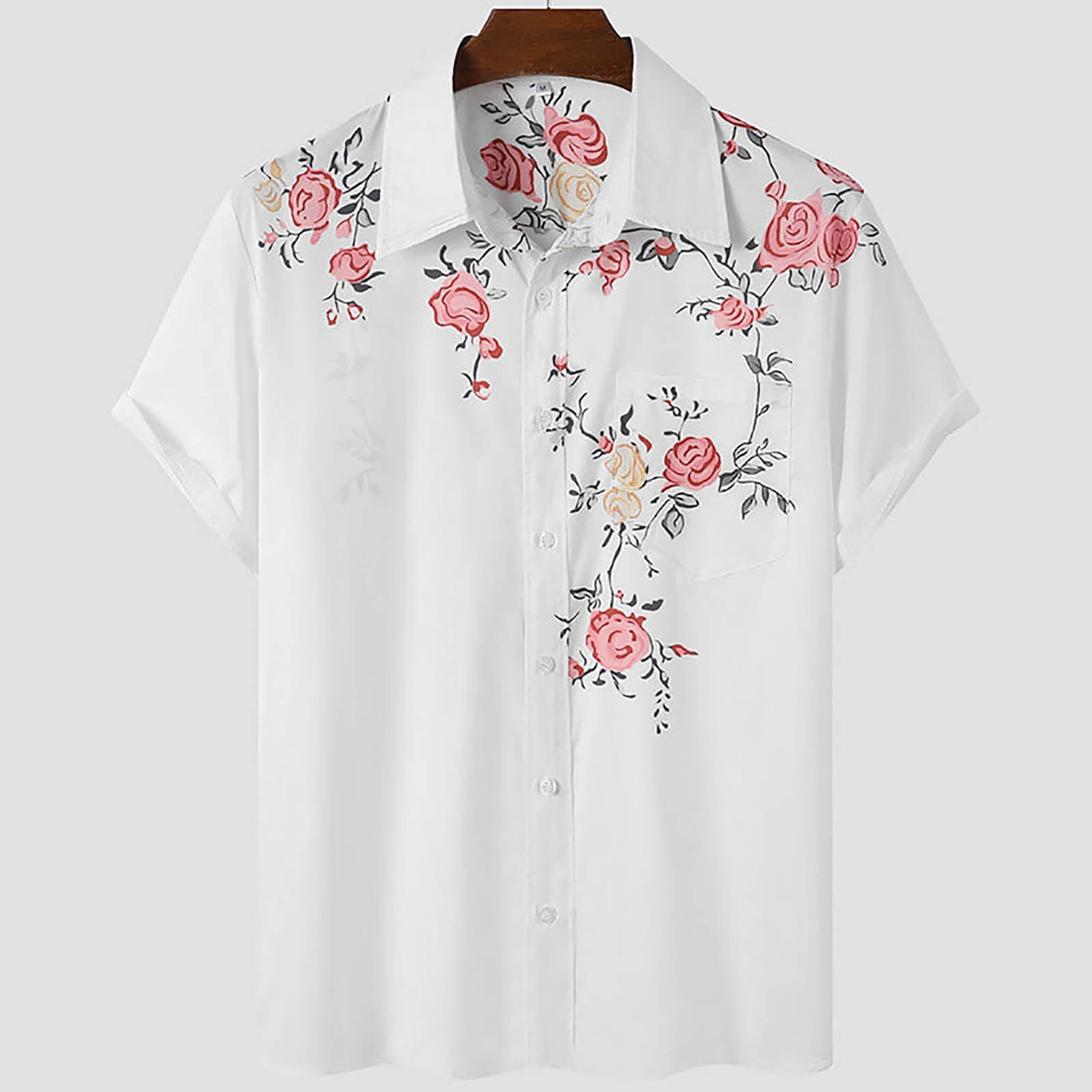 Aligament Mens Short Sleeve Lapel Plus Size Hawaiian Casual Graphic ...
