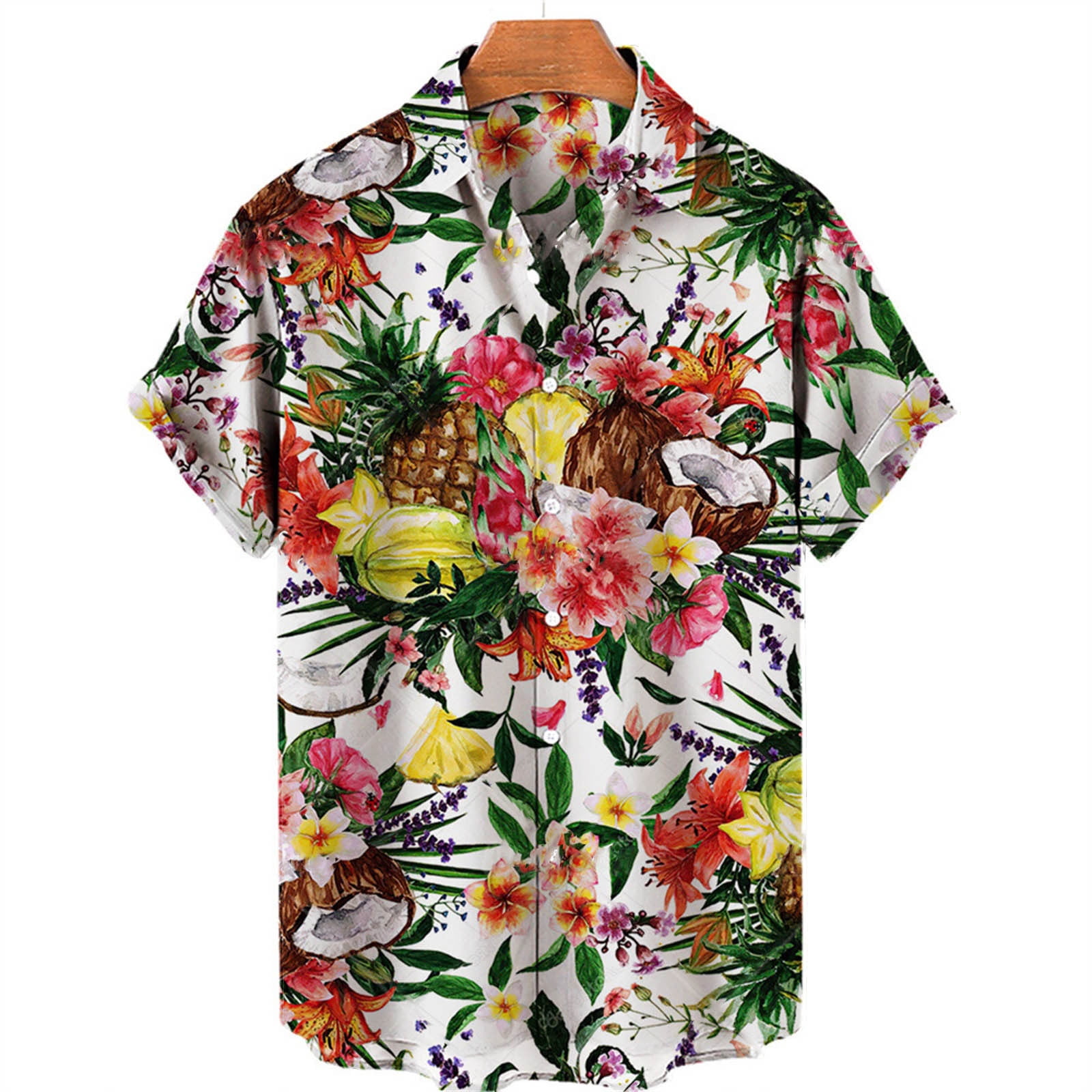 Aligament Mens Short Sleeve Lapel Plus Size Hawaiian Casual Graphic ...