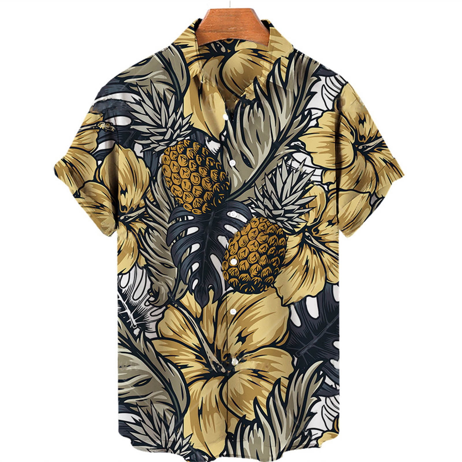 Aligament Mens Short Sleeve Lapel Plus Size Hawaiian Casual Graphic ...
