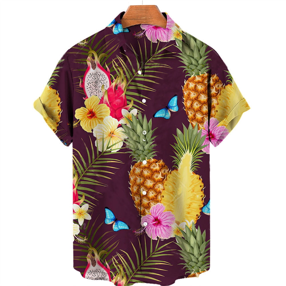Aligament Mens Short Sleeve Lapel Plus Size Hawaiian Casual Graphic ...