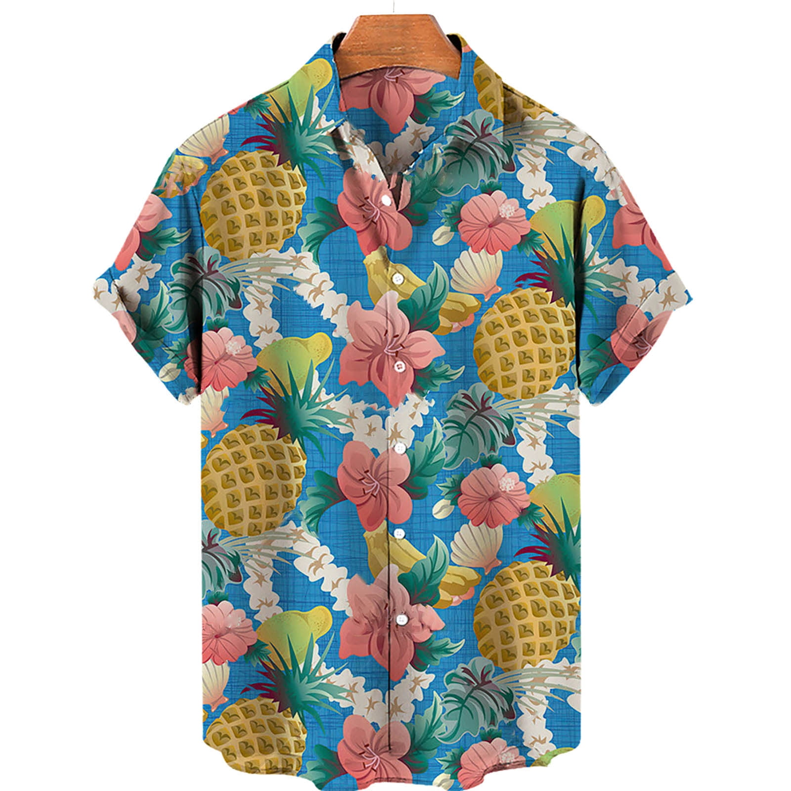 Aligament Mens Short Sleeve Lapel Plus Size Hawaiian Casual Graphic ...