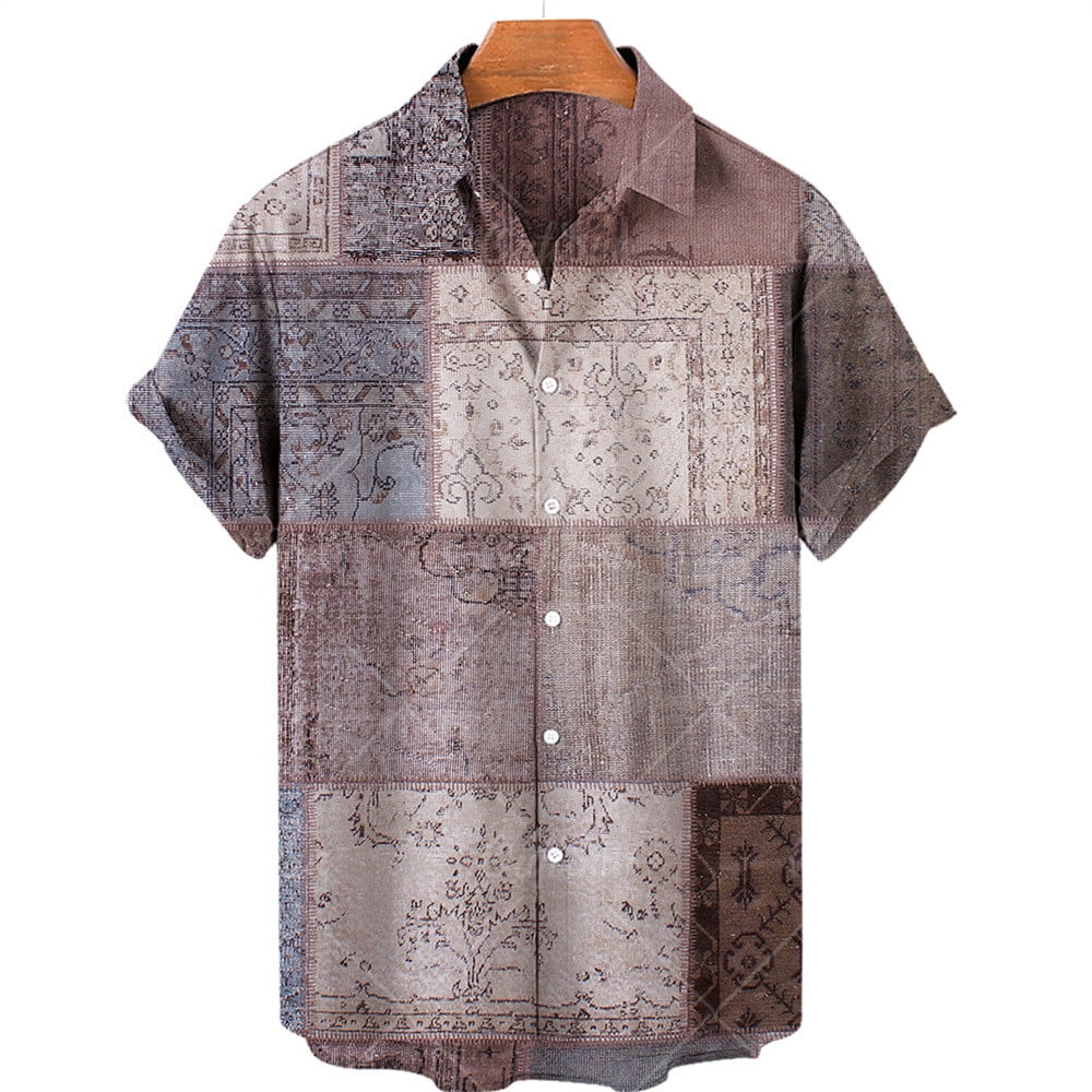 Aligament Mens Short Sleeve Lapel Plus Size Hawaiian Casual Graphic ...