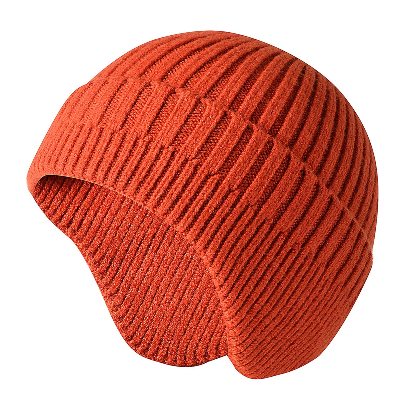 Aligament Orange beanies hats men, Winter Earflap Knitted Cap Men Warm ...