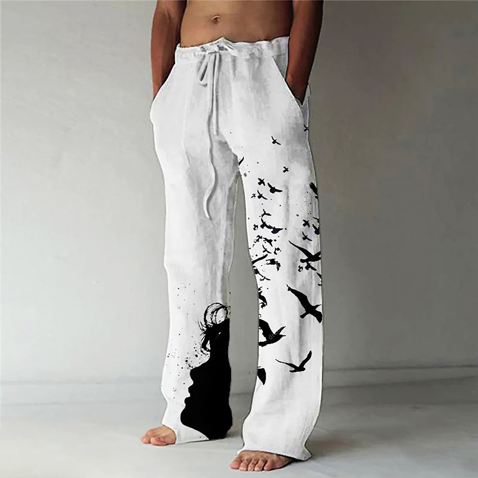 Aligament Plus Size Elastic Waist Drawstring Casual Printed Cotton ...