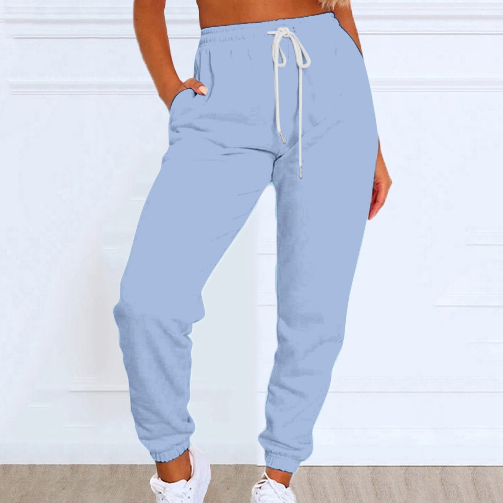 Aligament Winter Sweatpants Women, Blue Women's Pants, Women's Solid ...