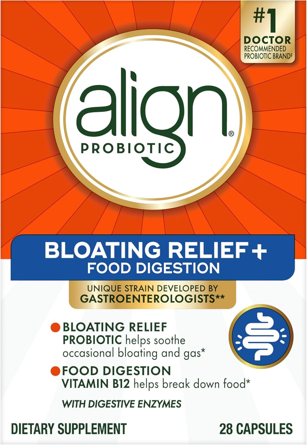 Align Probiotic Bloating Relief Food Digestion Support Capsules 28 ...