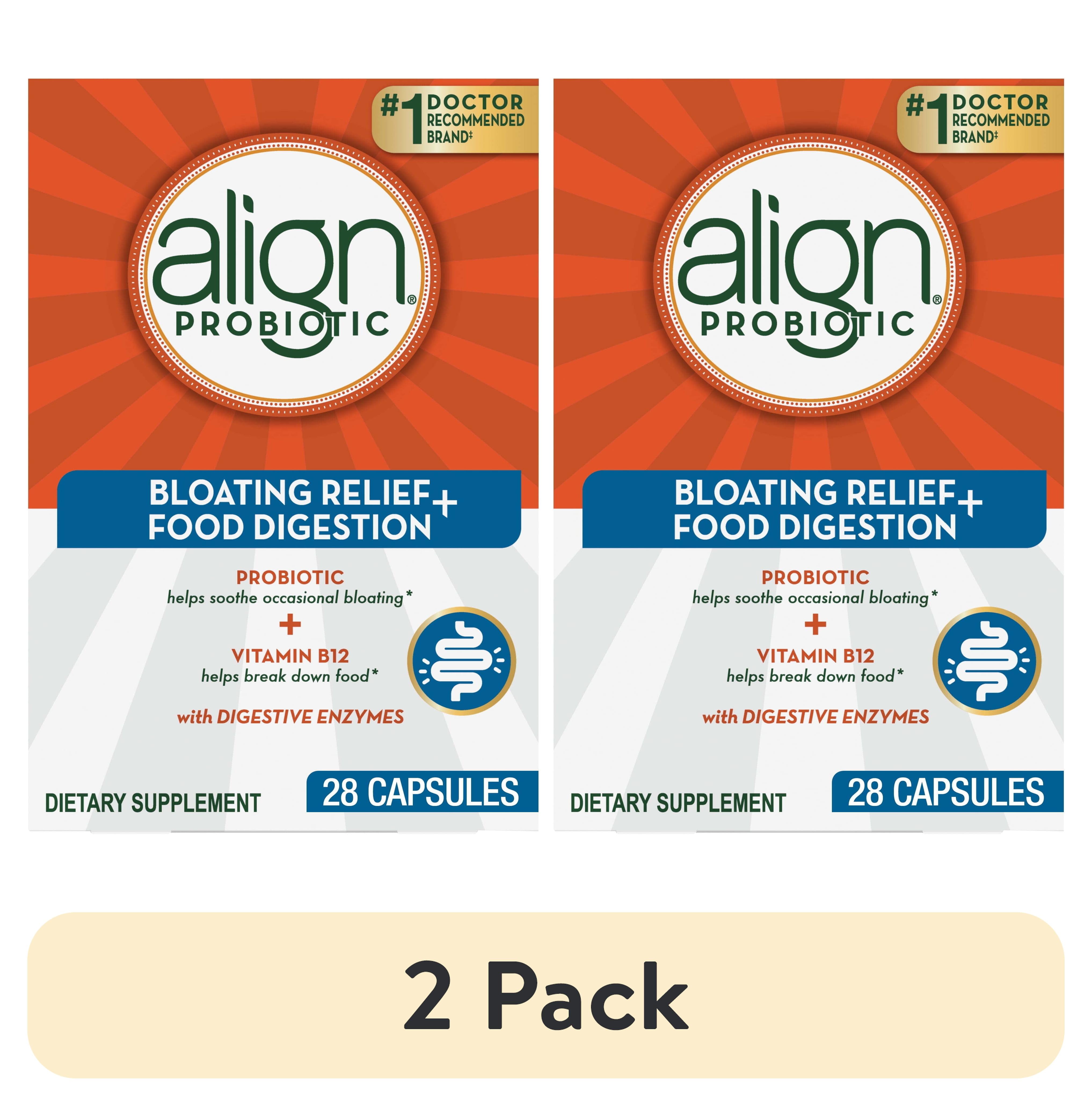 (2 pack) Align Probiotic Capsules Bloating Relief + Food Digestion ...