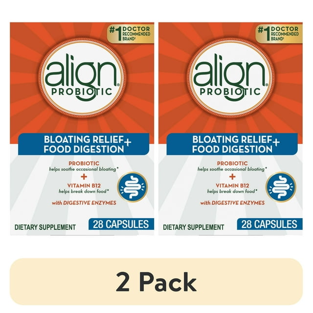 (2 pack) Align Probiotic Capsules Bloating Relief + Food Digestion ...