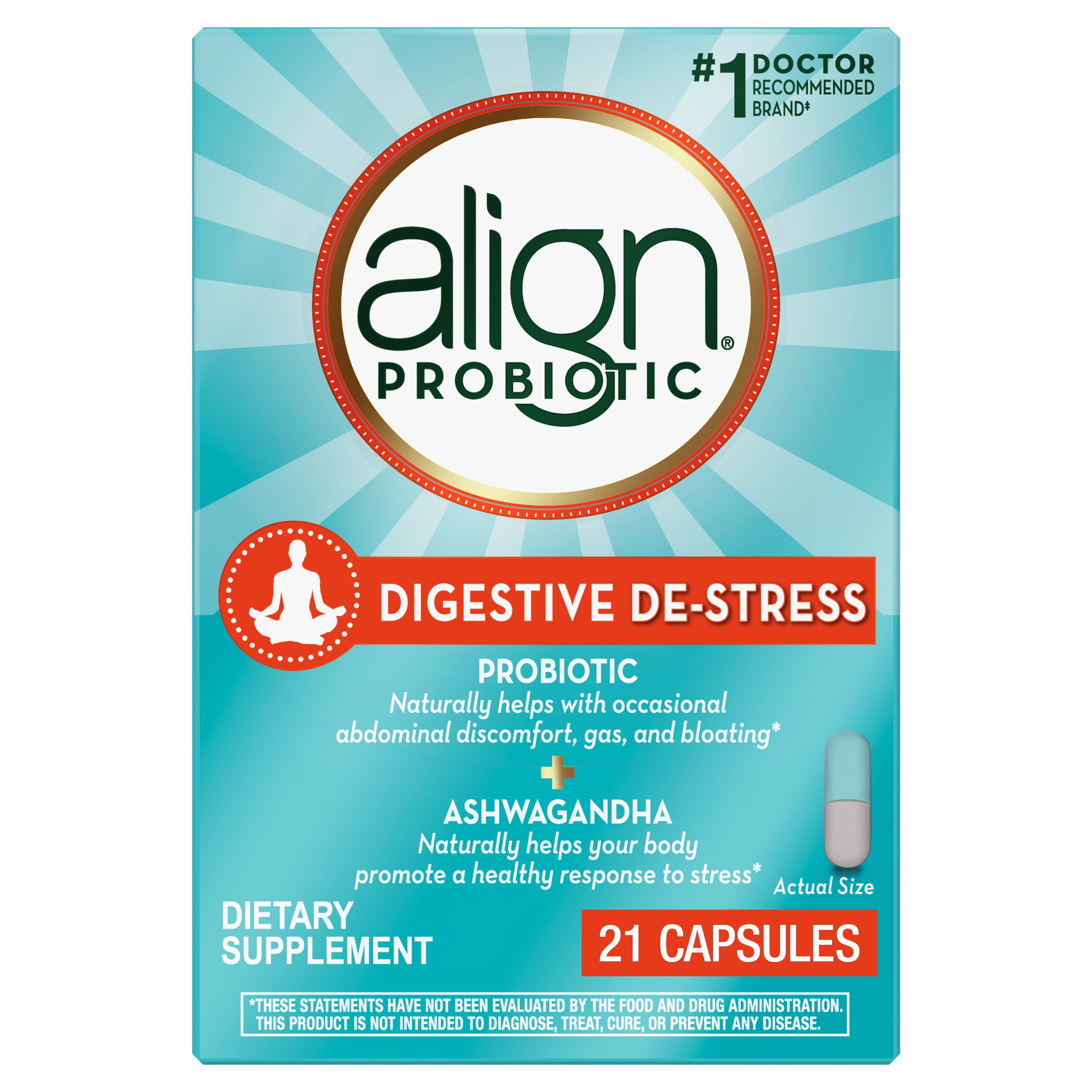 Align Probiotic Capsules, Digestive De-stress & Ashwagandha, Daily Care ...