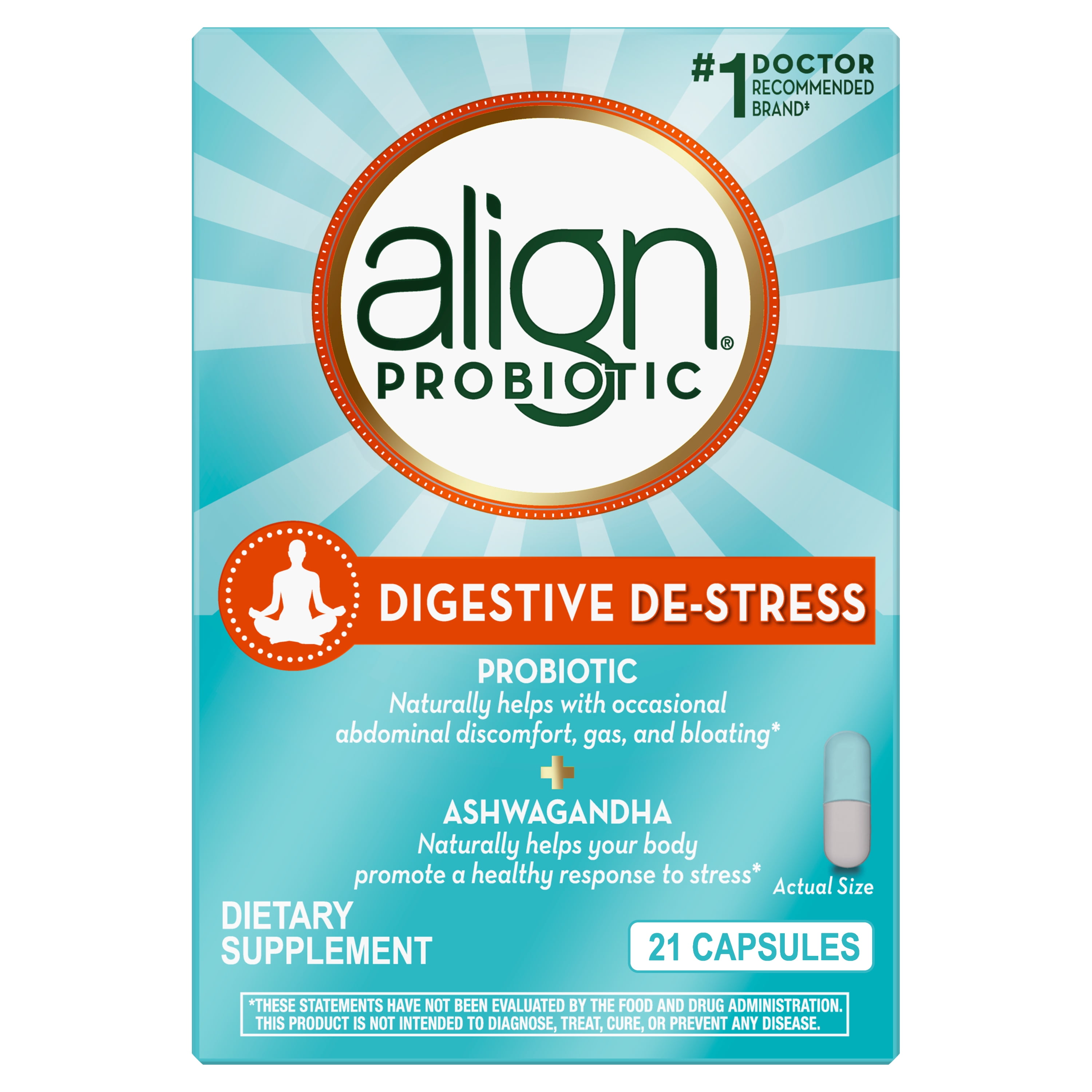 Align Probiotic Capsules, Digestive De-stress & Ashwagandha, Daily Care ...