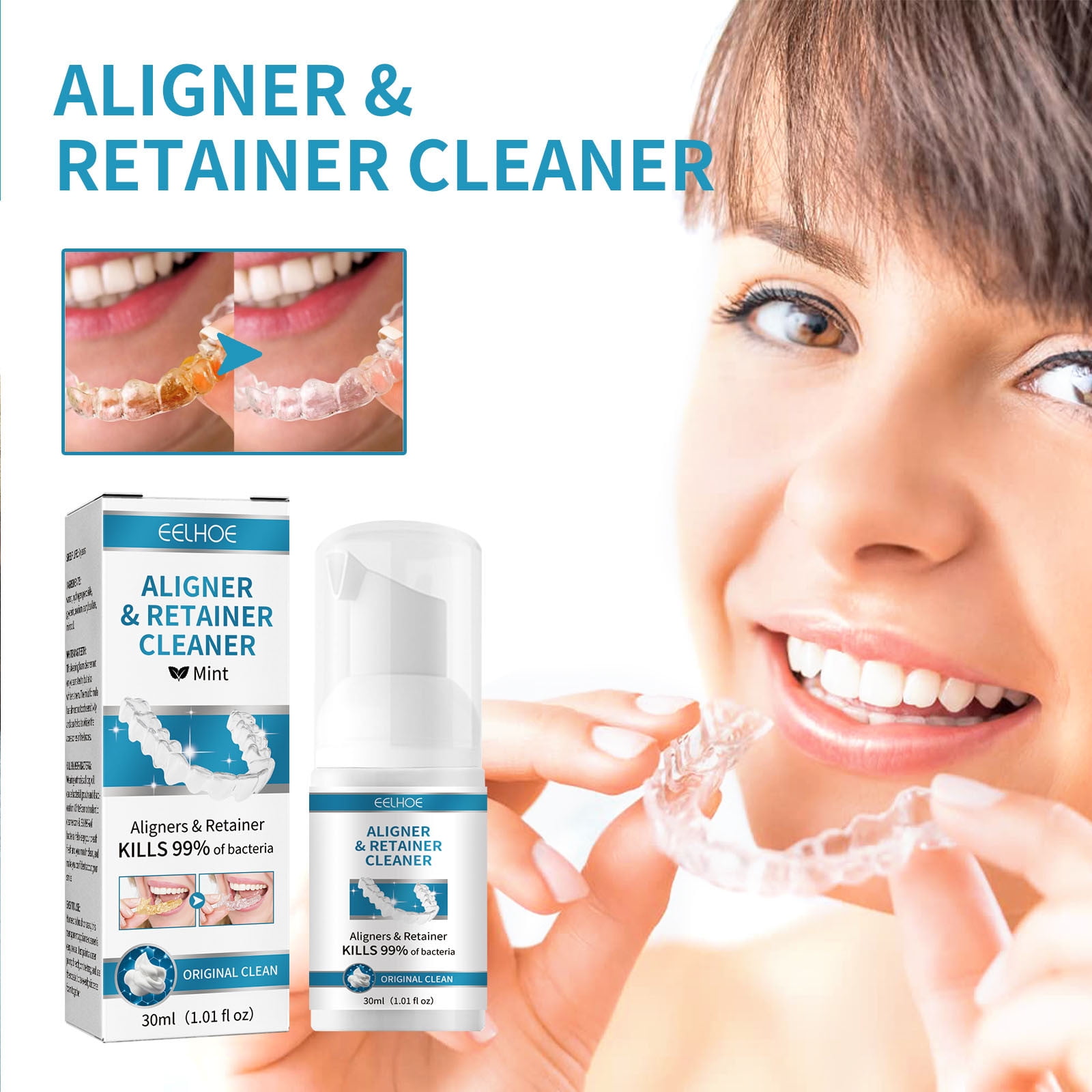 Aligner Cleaner & Retainer Cleaner Foam Bright, Teeth Whitening Foam ...