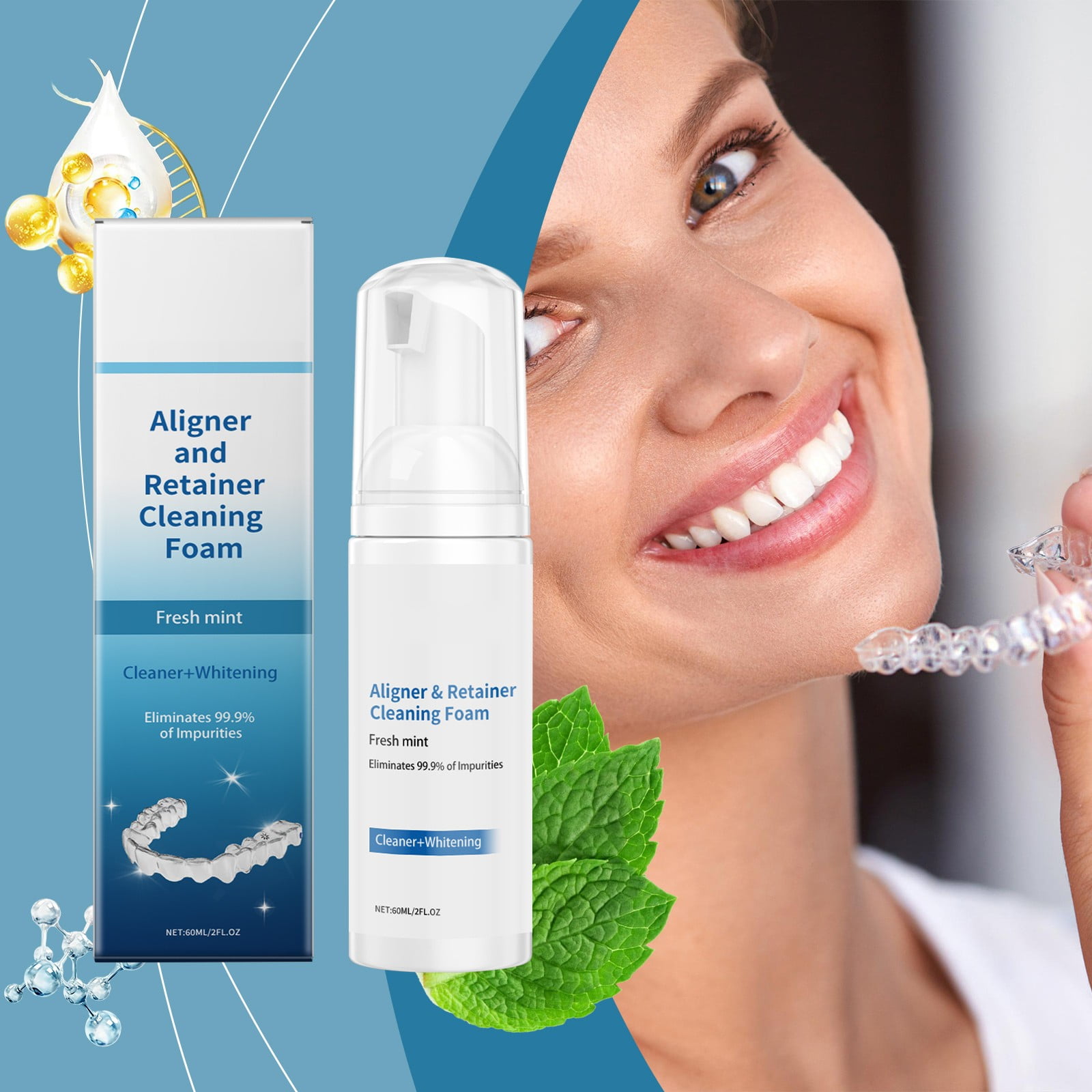 Aligner Cleaning Foam Whitening Teeth Retention Cleaner Foam Retainers ...