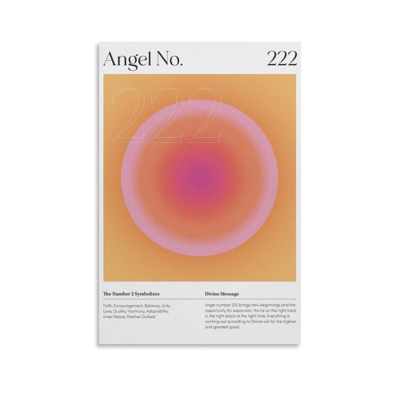 Alignmen 222 Angel Number Wall Art - Gradient Poster, Minimal Art ...