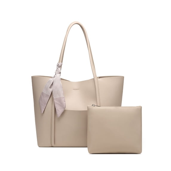 Alikpop Large PU Tote Bag with Decorative Silk Scarf, Oversized ...