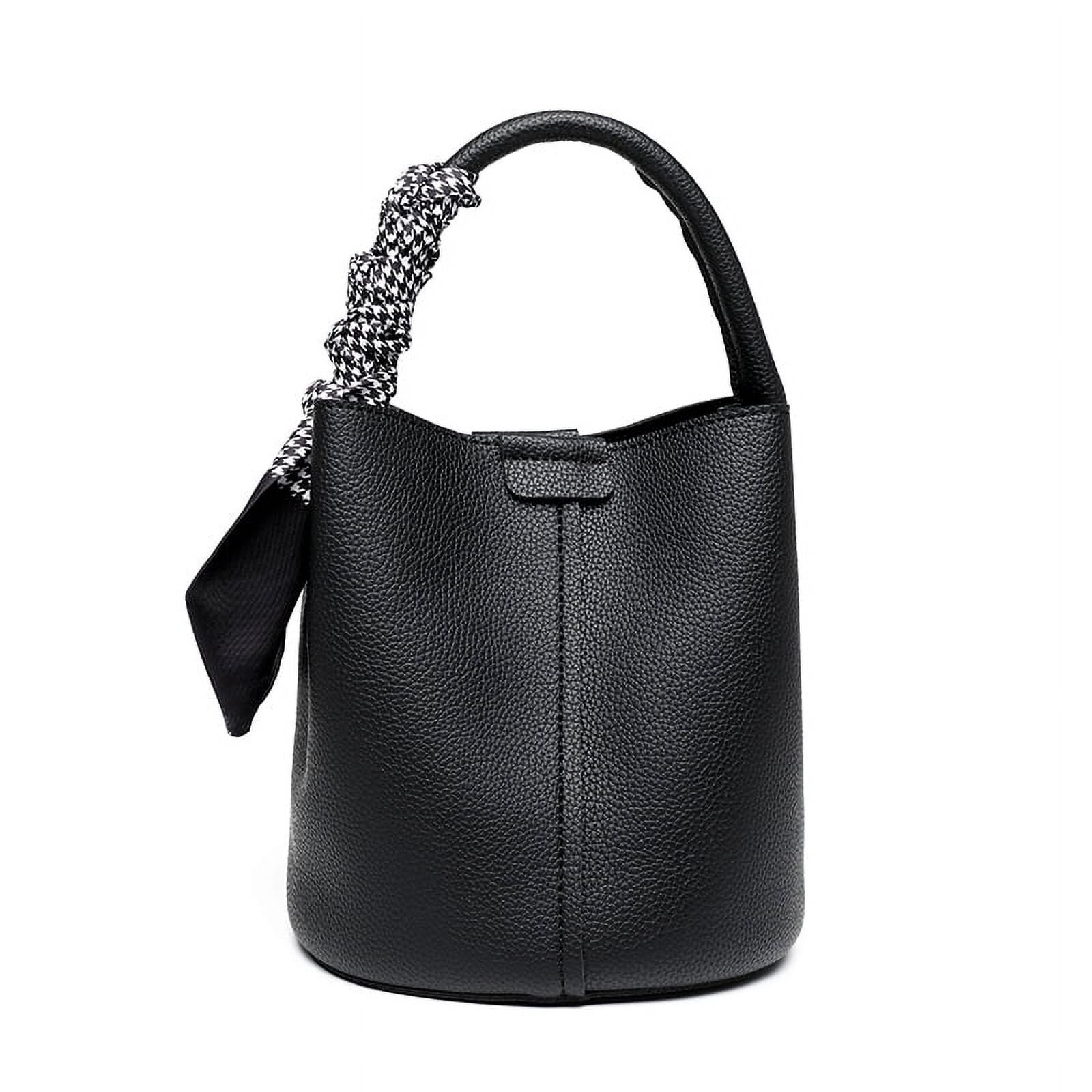 Alikpop Pebbled PU Bucket Bag with Scarf & Mini Pouch, Convertible ...