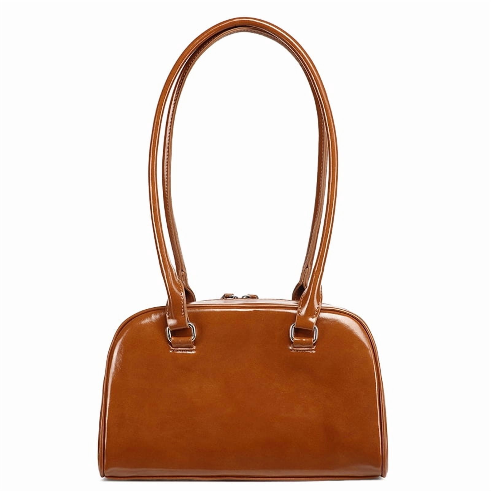 Alikpop Retro Glossy PU Underarm Shoulder Bag, Dual Pocket Boston-Style ...