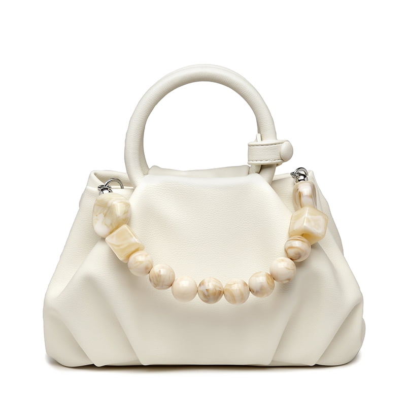 Alikpop Soft PU Cloud Tote Bag with Beaded Strap, Mini Top-Handle ...