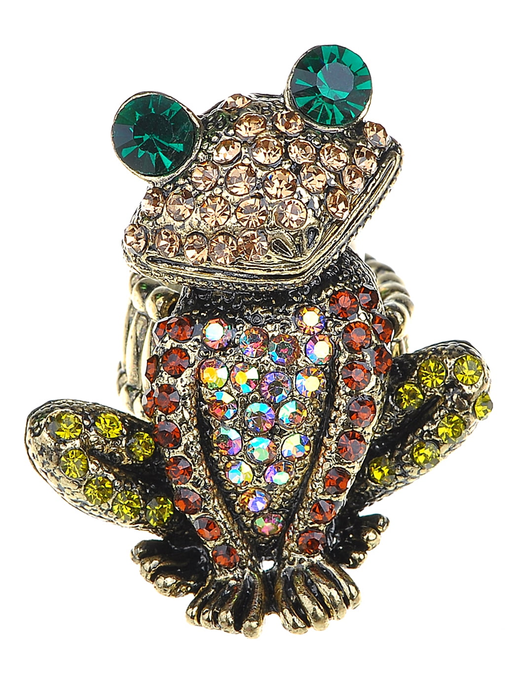 Alilang Adjustable Antique Golden Tone Multicolored Rhinestones Frog ...