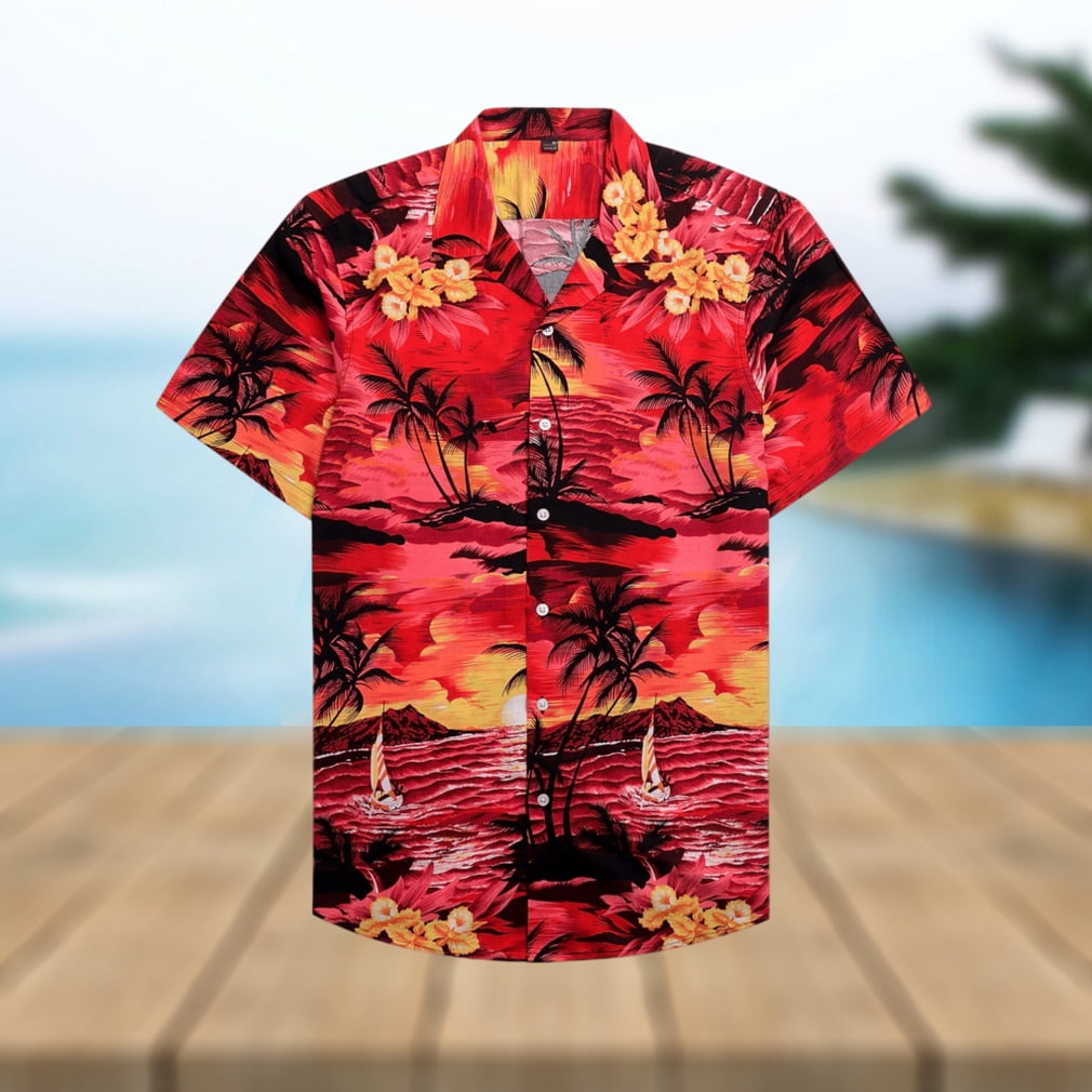 Alimens Gentle 100 Cotton Hawaiian Shirts for Men Casual Button Down ...